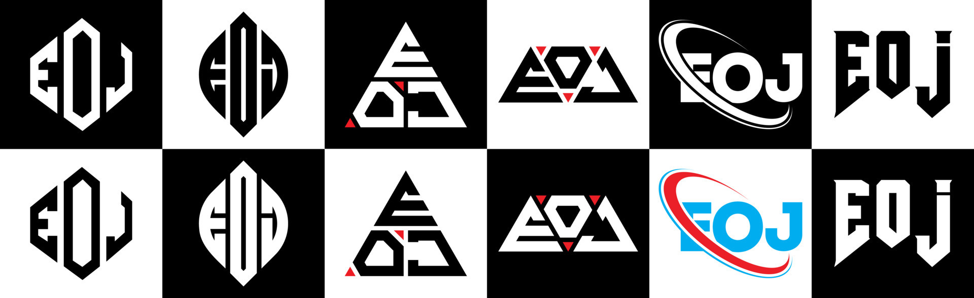 Eoj Letter Logo Design In Six Style Eoj Polygon Circle Triangle