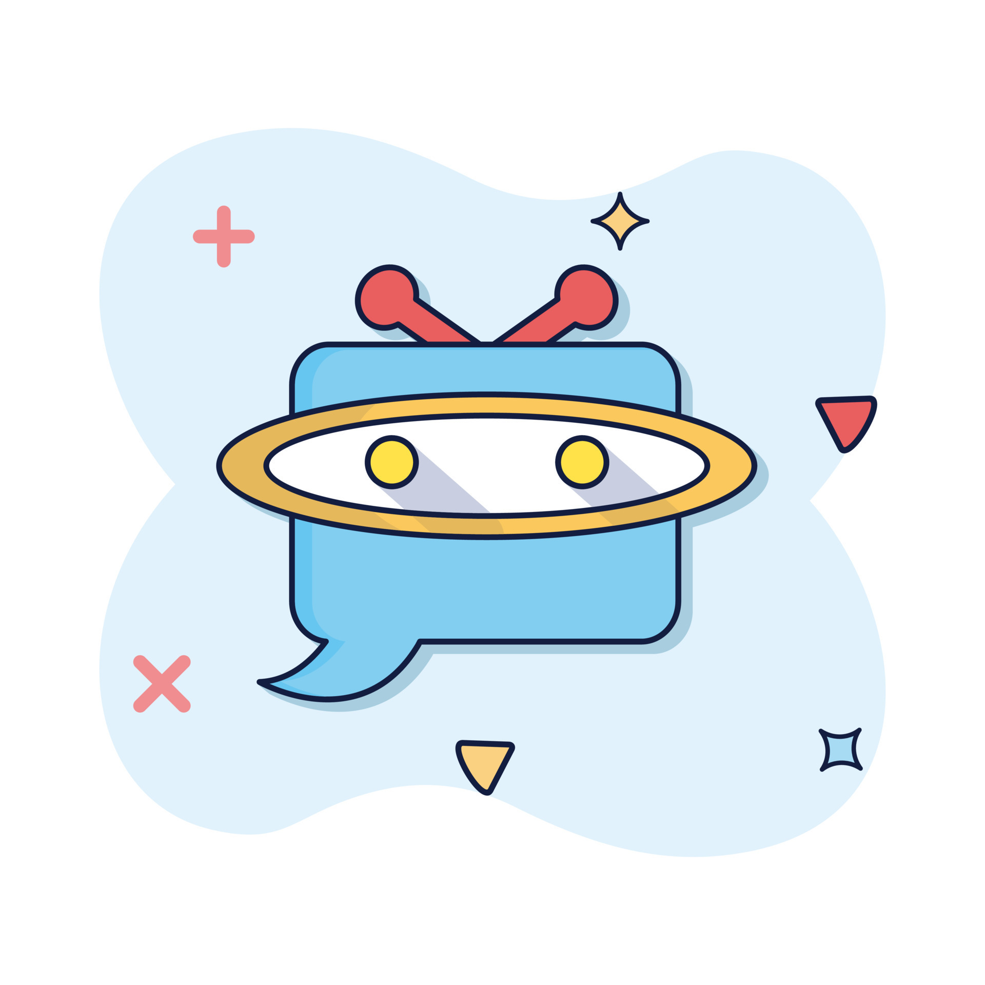 Cute Robot Chatbot Icon In Comic Style Bot Operator Vector Cartoon