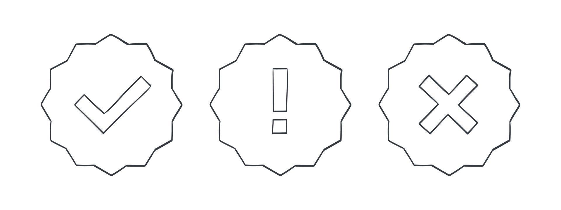 Check Marks Drawn Icons Of The Check Marks Checkbox Icons And Sketch Check Marks Signs Vector