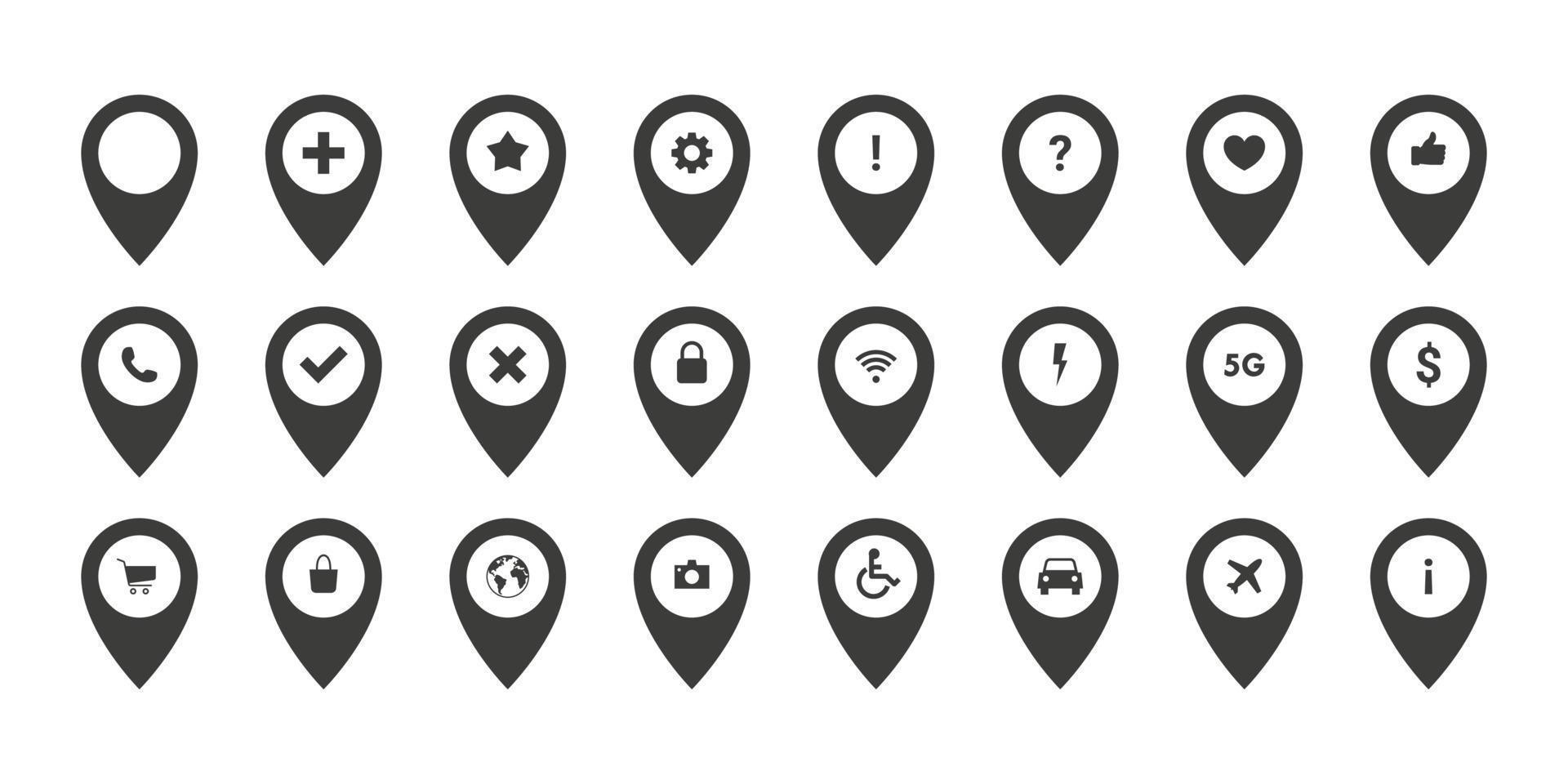 Pointer Icons Set Marker Icons With Different Signs Location Or