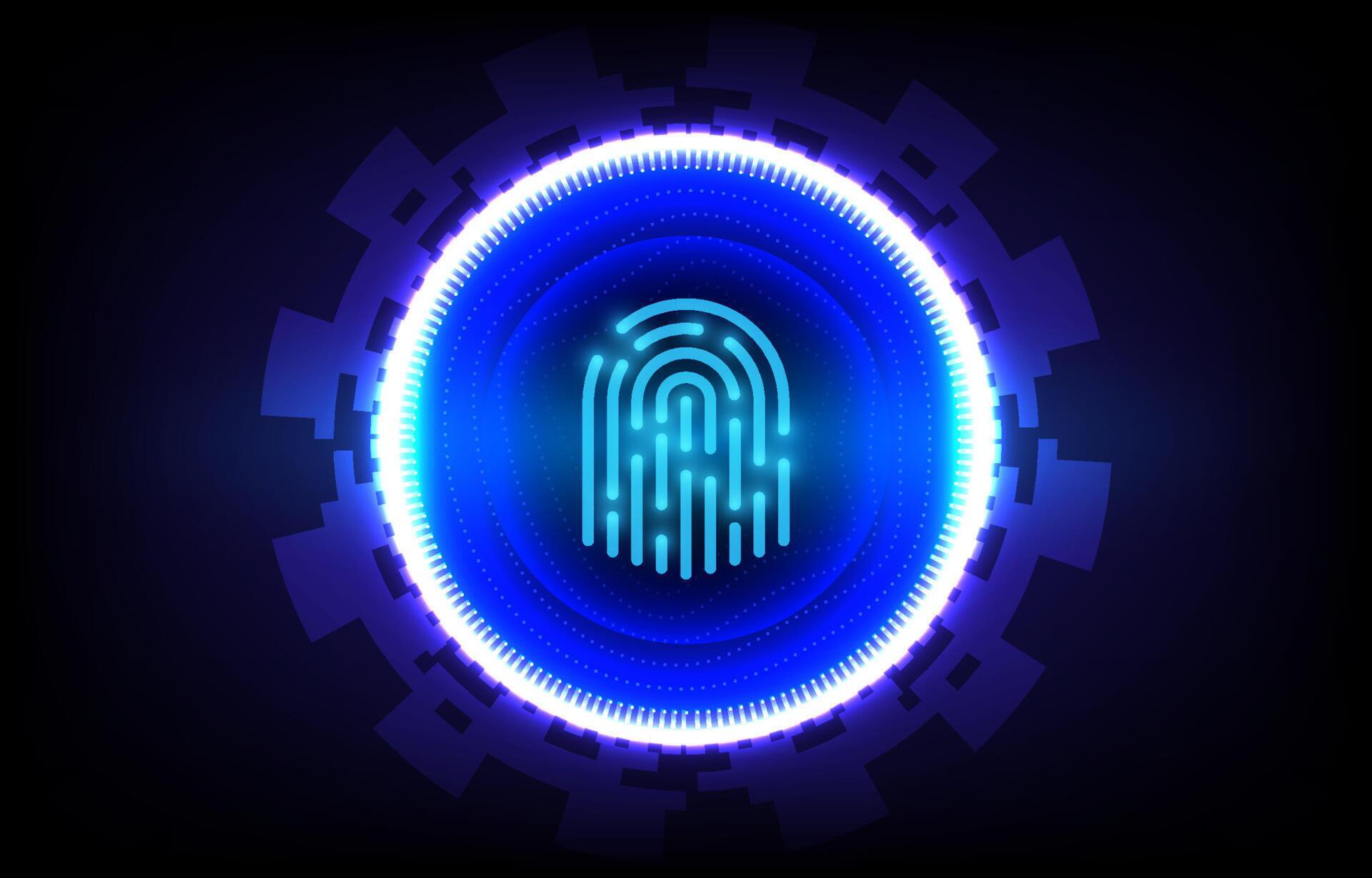 Technology Security With Finger Scan Vector Abstract Security System Concept With Fingerprint