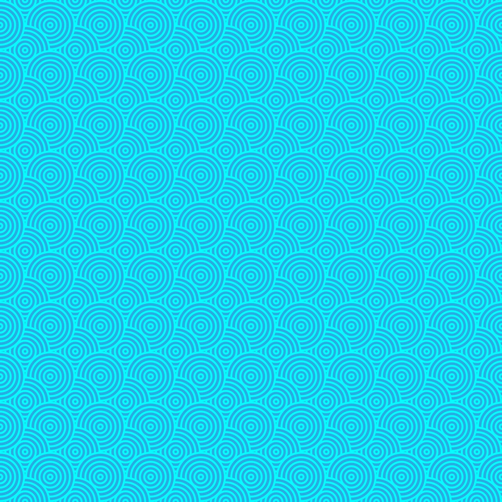 Glowing blue spiral wave circle seamless pattern. Geometric line fabric ...