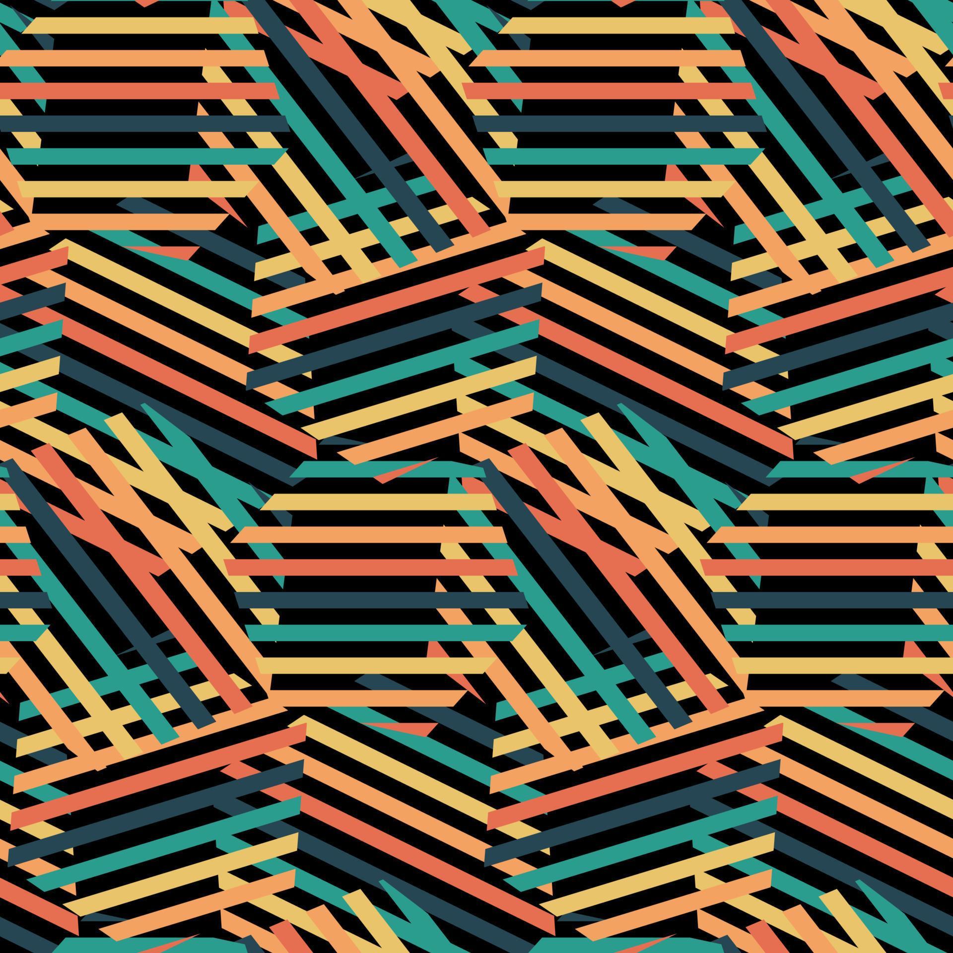 Abstract Geometric Line Seamless Pattern Graphic Hexagonal Stripes Shape Background Design For