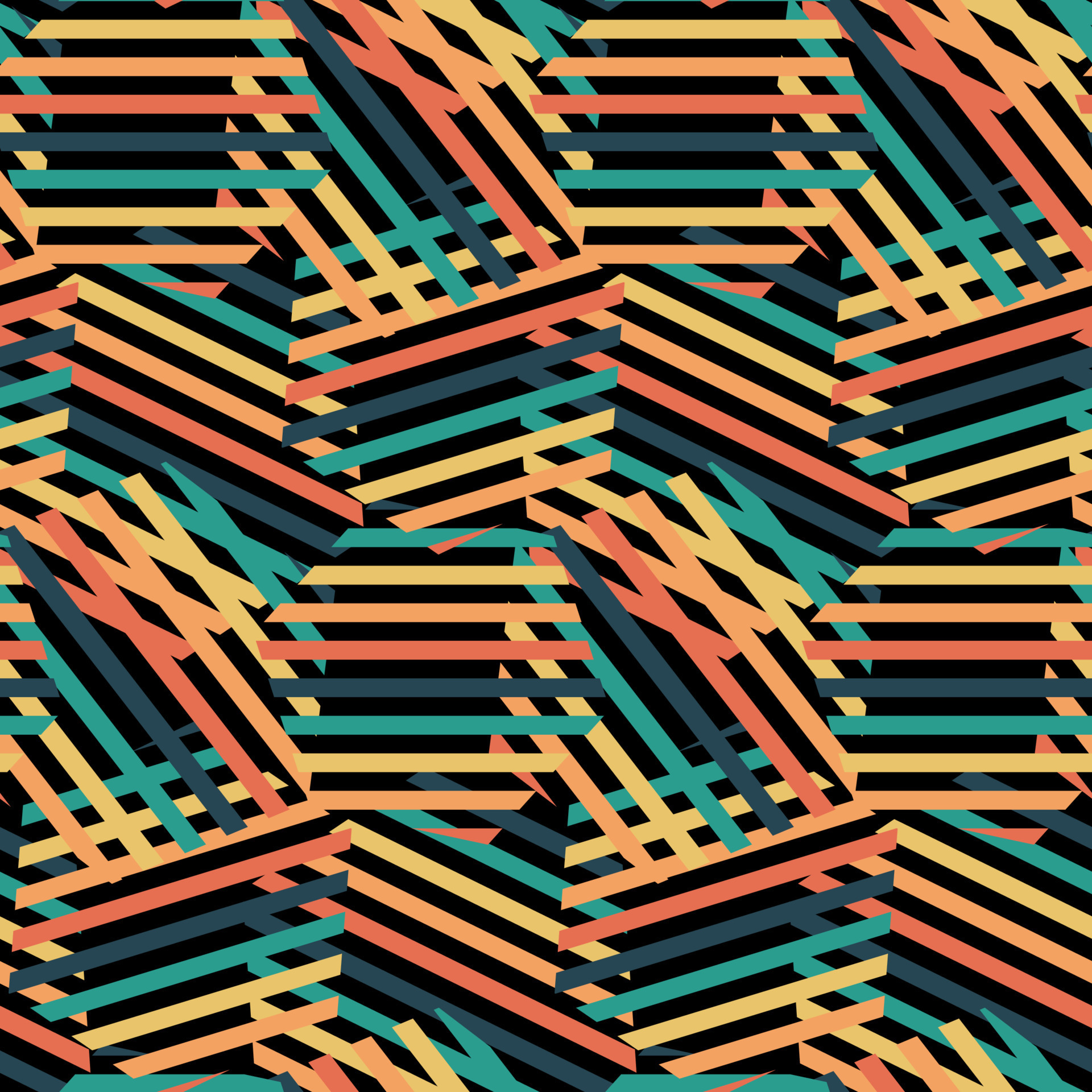 Abstract Geometric Line Seamless Pattern Graphic Hexagonal Stripes