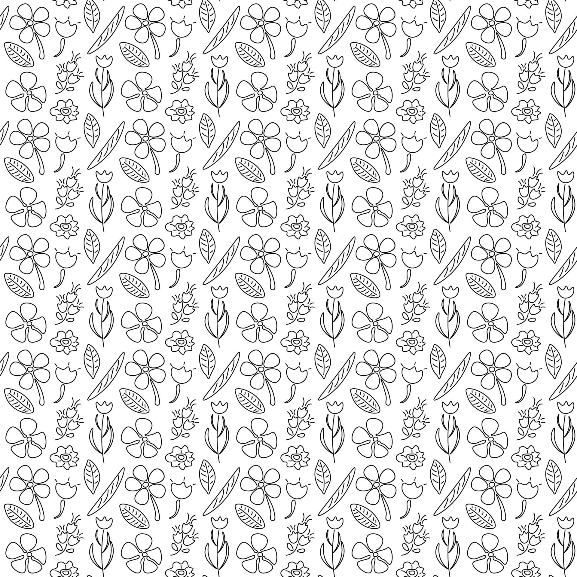 Abstract Geometric Line Seamless Pattern Graphic Stripes Drawing Plant Leaf Flower Background