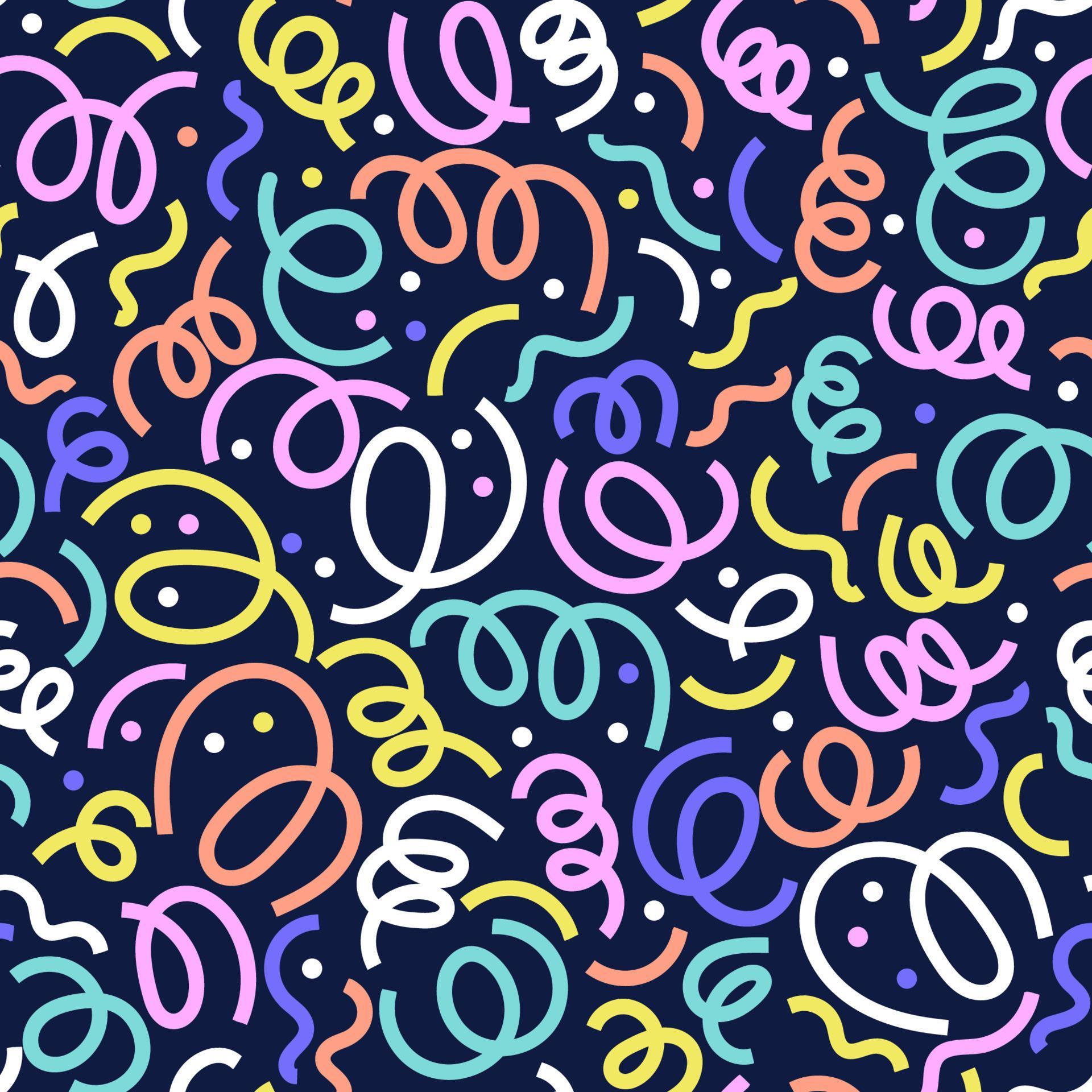 Confetti seamless pattern. Geometric background with different geometric shapes. Memphis ...