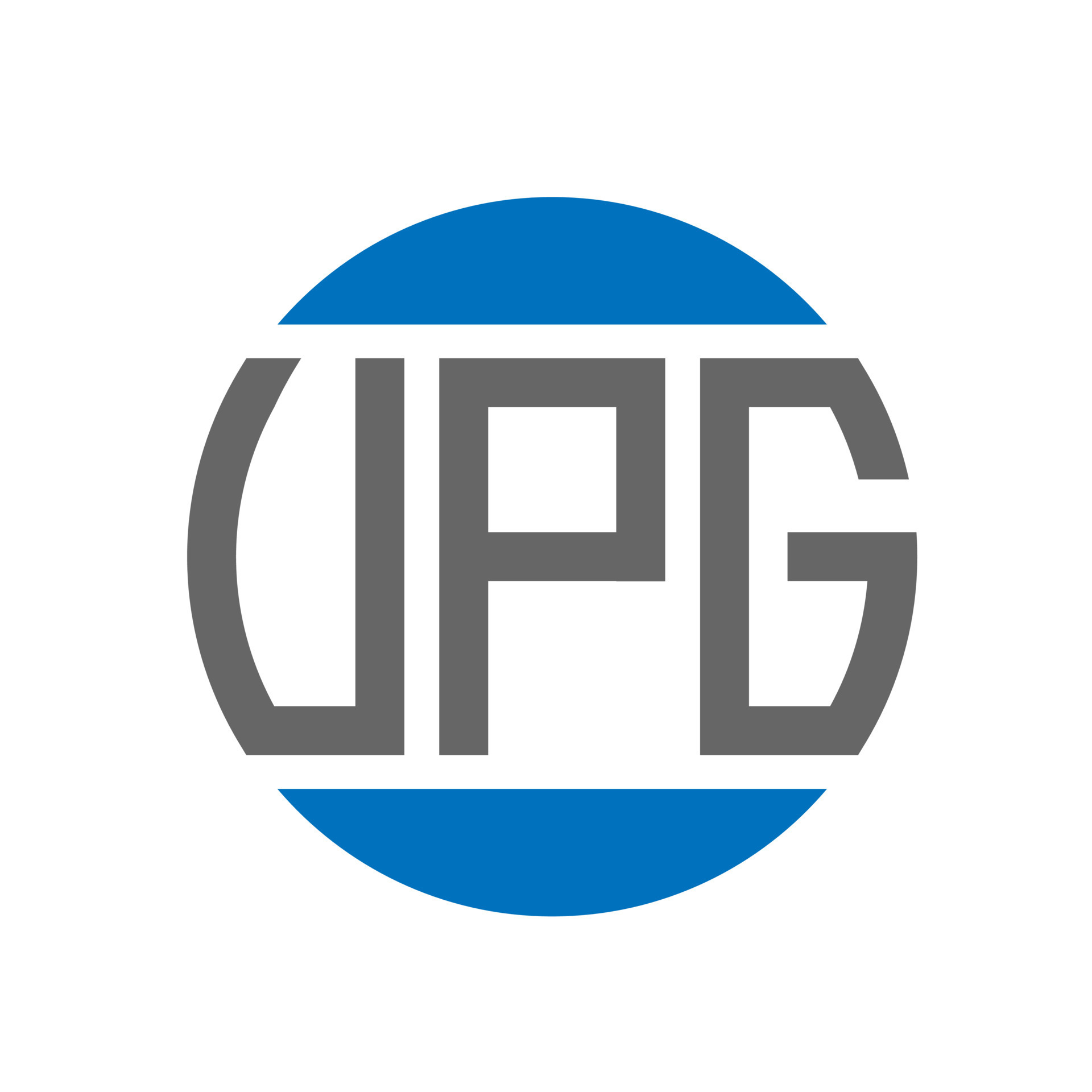 diseño de logotipo de letra upg sobre fondo blanco. concepto de logotipo de círculo de iniciales ...