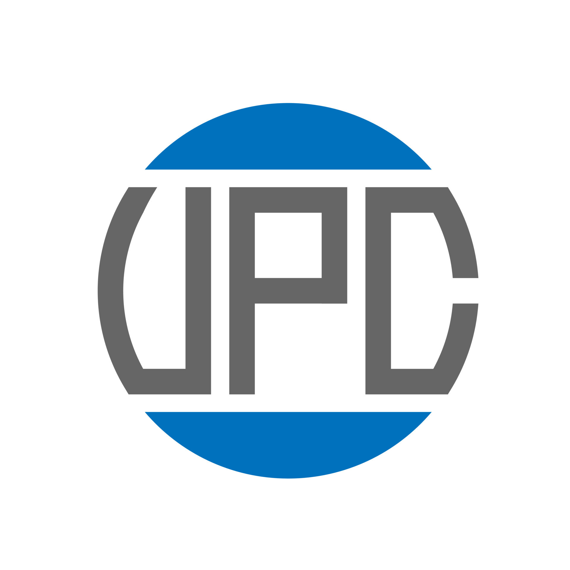 diseño de logotipo de letra upc sobre fondo blanco. concepto de ...