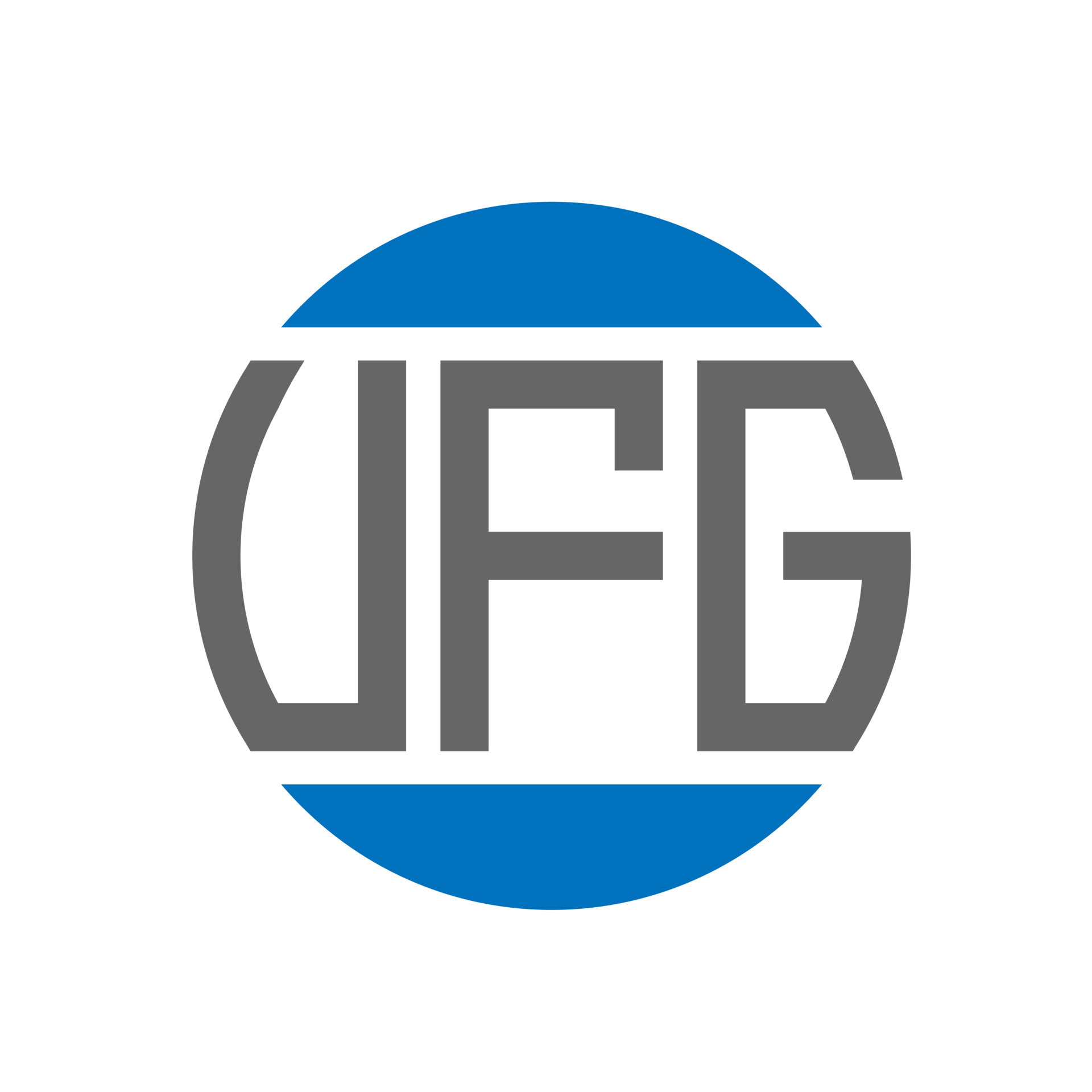 diseño de logotipo de letra ufg sobre fondo blanco. Concepto de logotipo de círculo de iniciales ...
