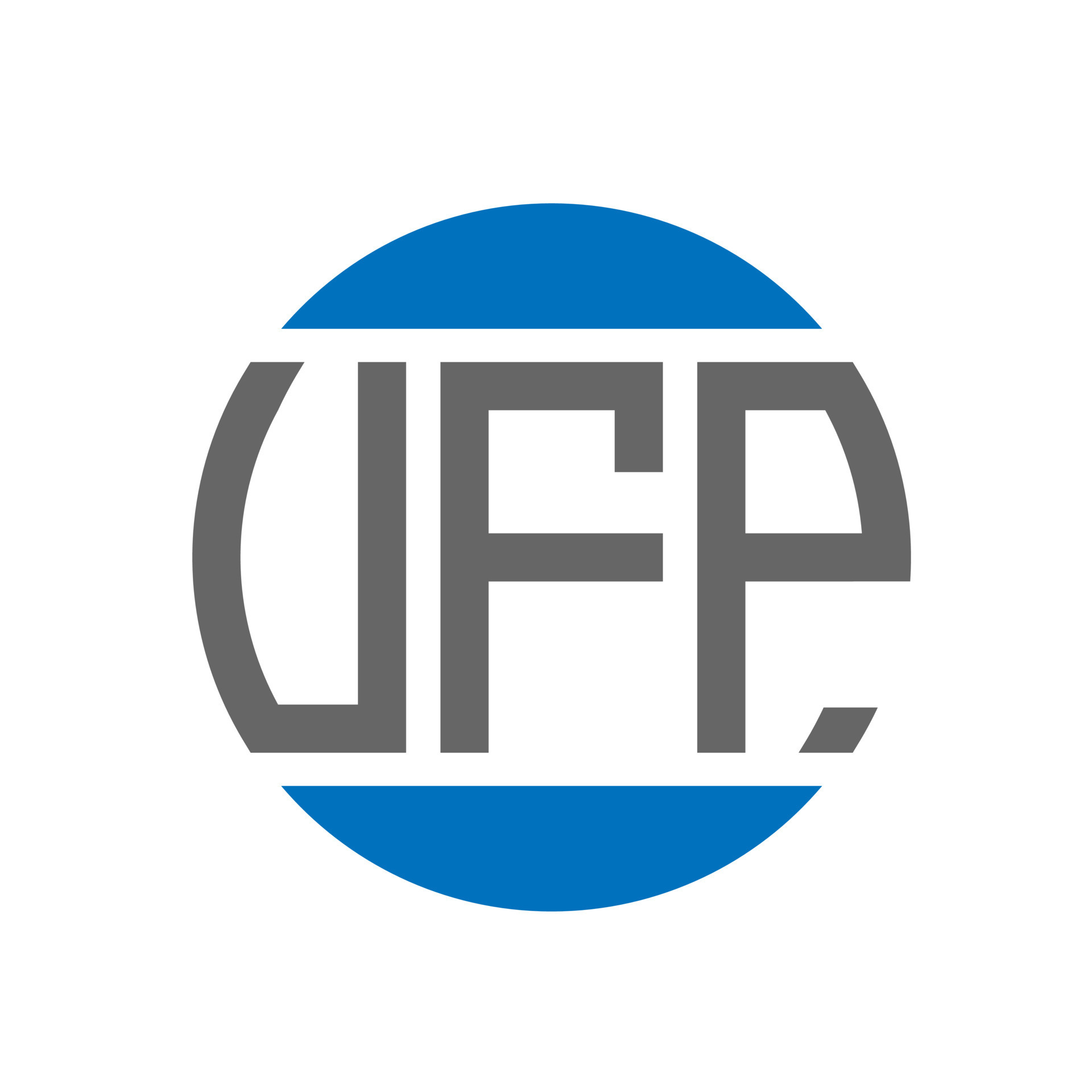 diseño de logotipo de letra ufp sobre fondo blanco. concepto de logotipo de círculo de iniciales ...