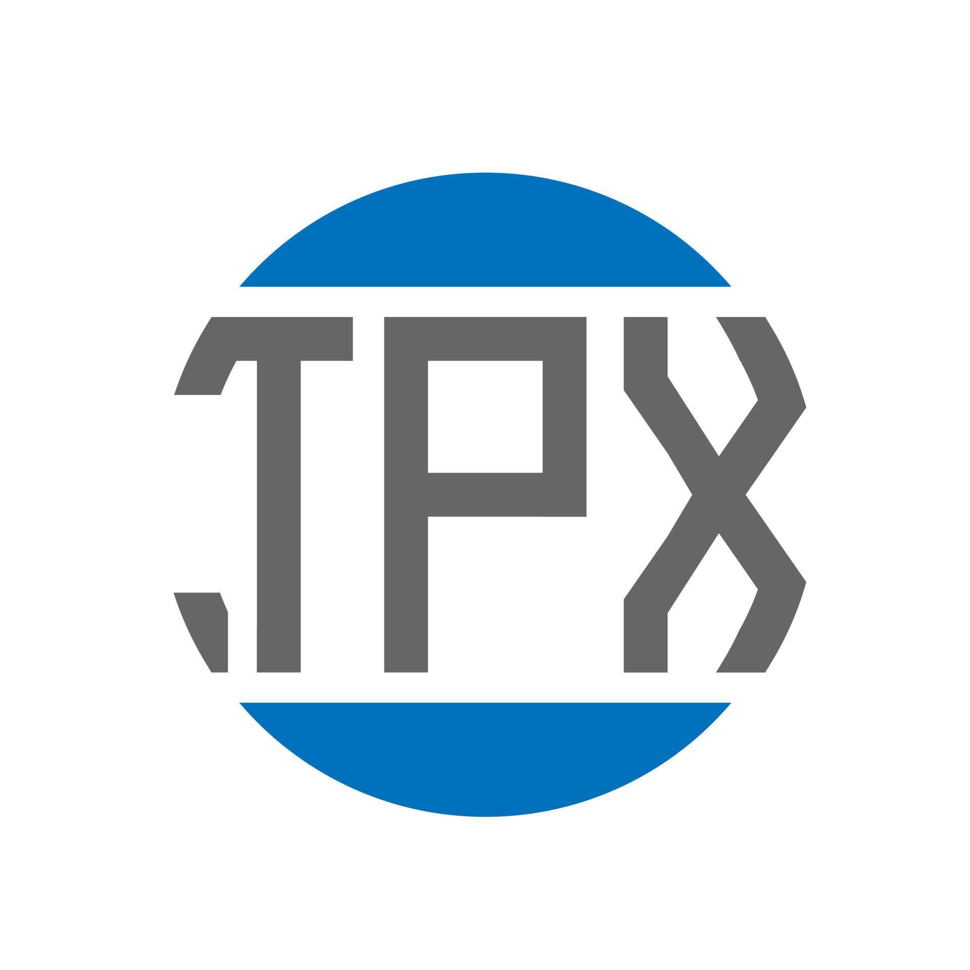 diseño de logotipo de letra tpx sobre fondo blanco. concepto de logotipo de círculo de iniciales ...