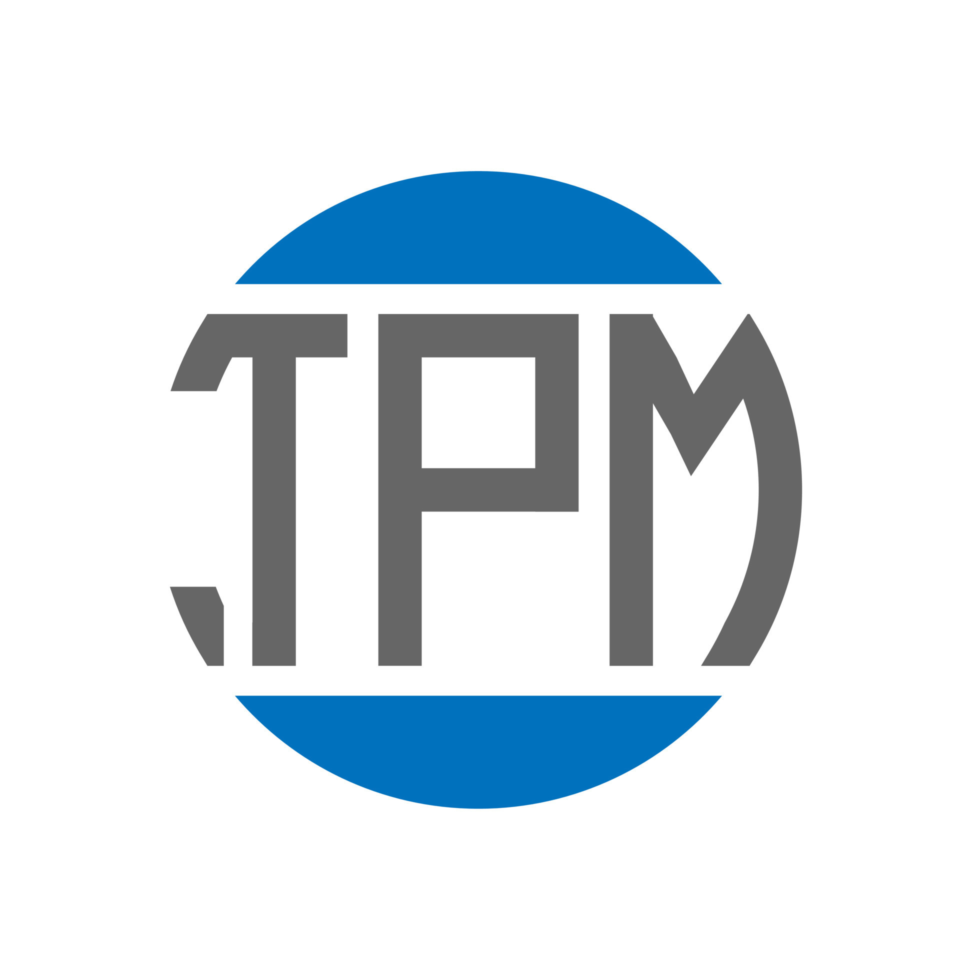 diseño de logotipo de letra tpm sobre fondo blanco. concepto de logotipo de círculo de iniciales ...