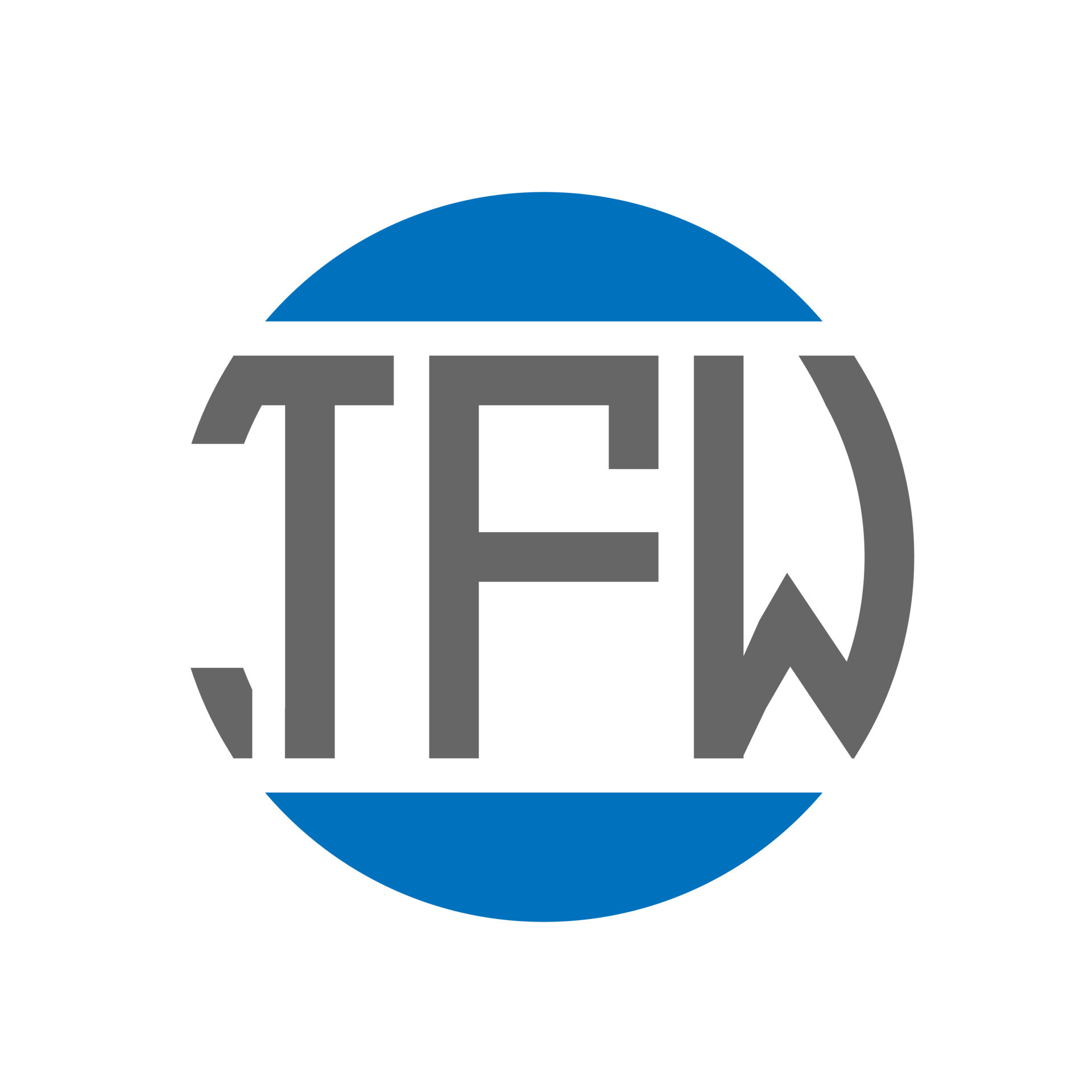 diseño de logotipo de letra tfw sobre fondo blanco. concepto de logotipo de círculo de iniciales ...
