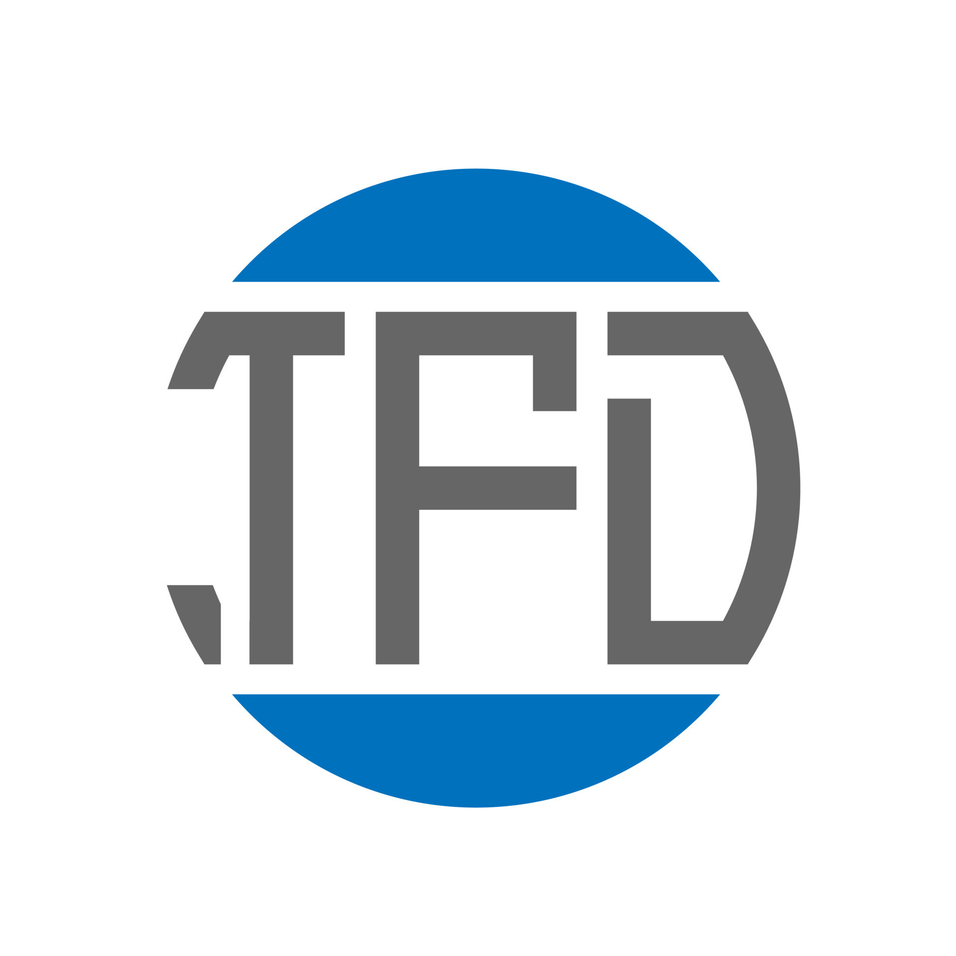 diseño de logotipo de letra tfd sobre fondo blanco. concepto de logotipo de círculo de iniciales ...