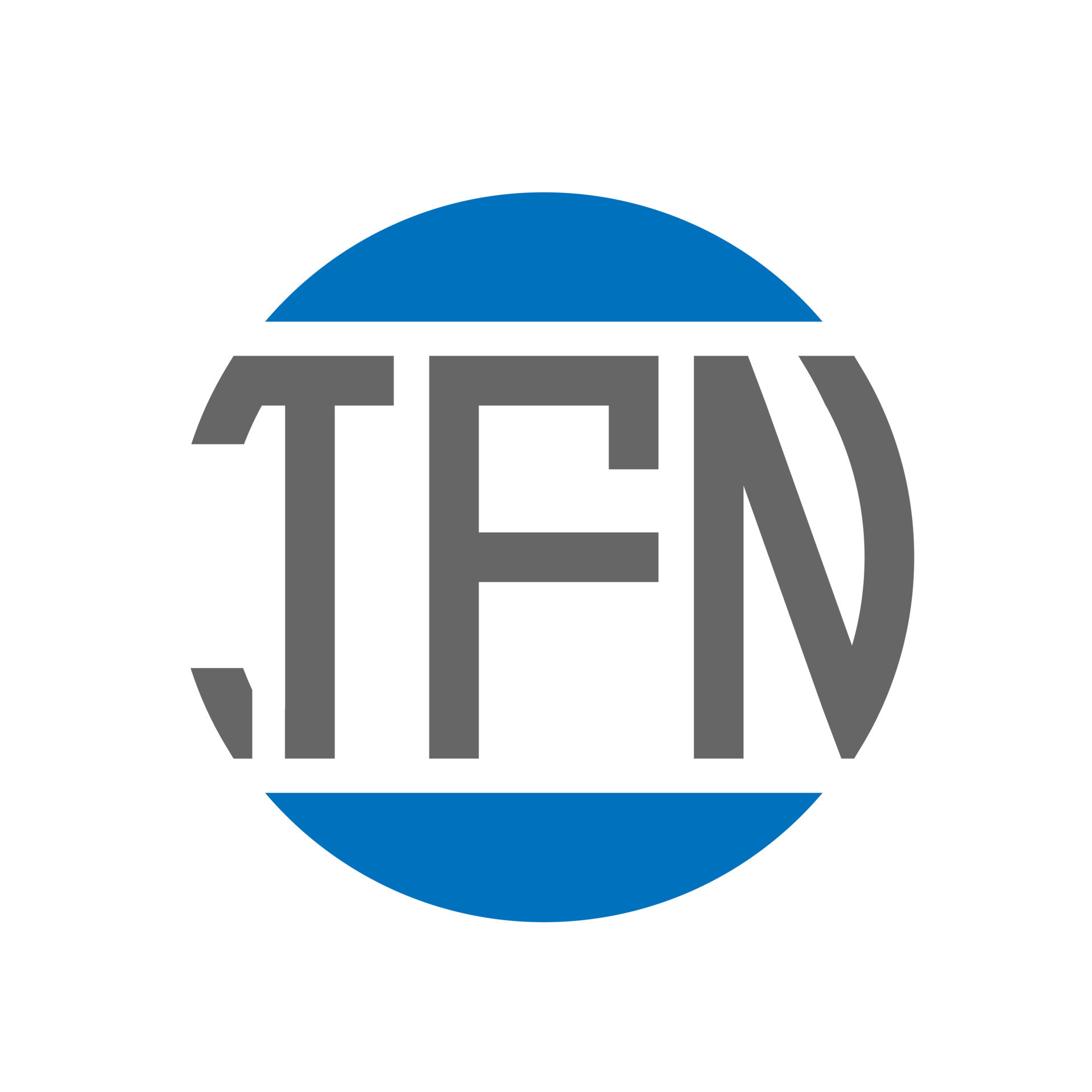 diseño de logotipo de letra tfn sobre fondo blanco. concepto de logotipo de círculo de iniciales ...