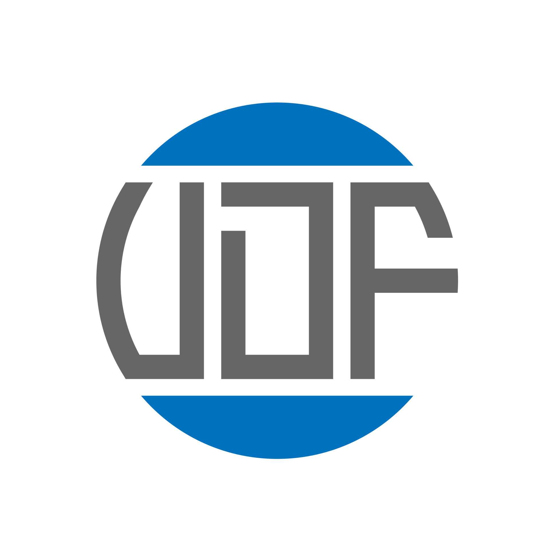 diseño de logotipo de letra udf sobre fondo blanco. concepto de logotipo de círculo de iniciales ...