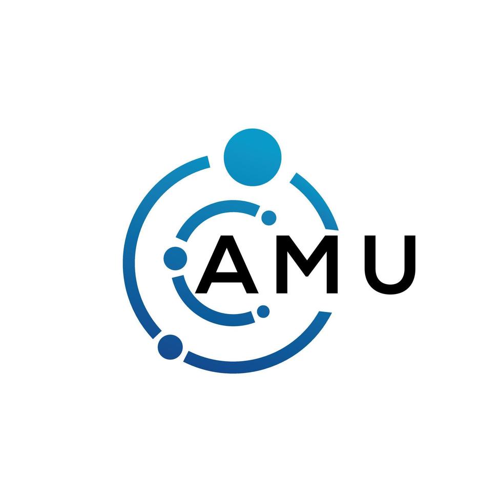 diseño de logotipo de letra amu sobre fondo negro. concepto de logotipo de letra de iniciales ...