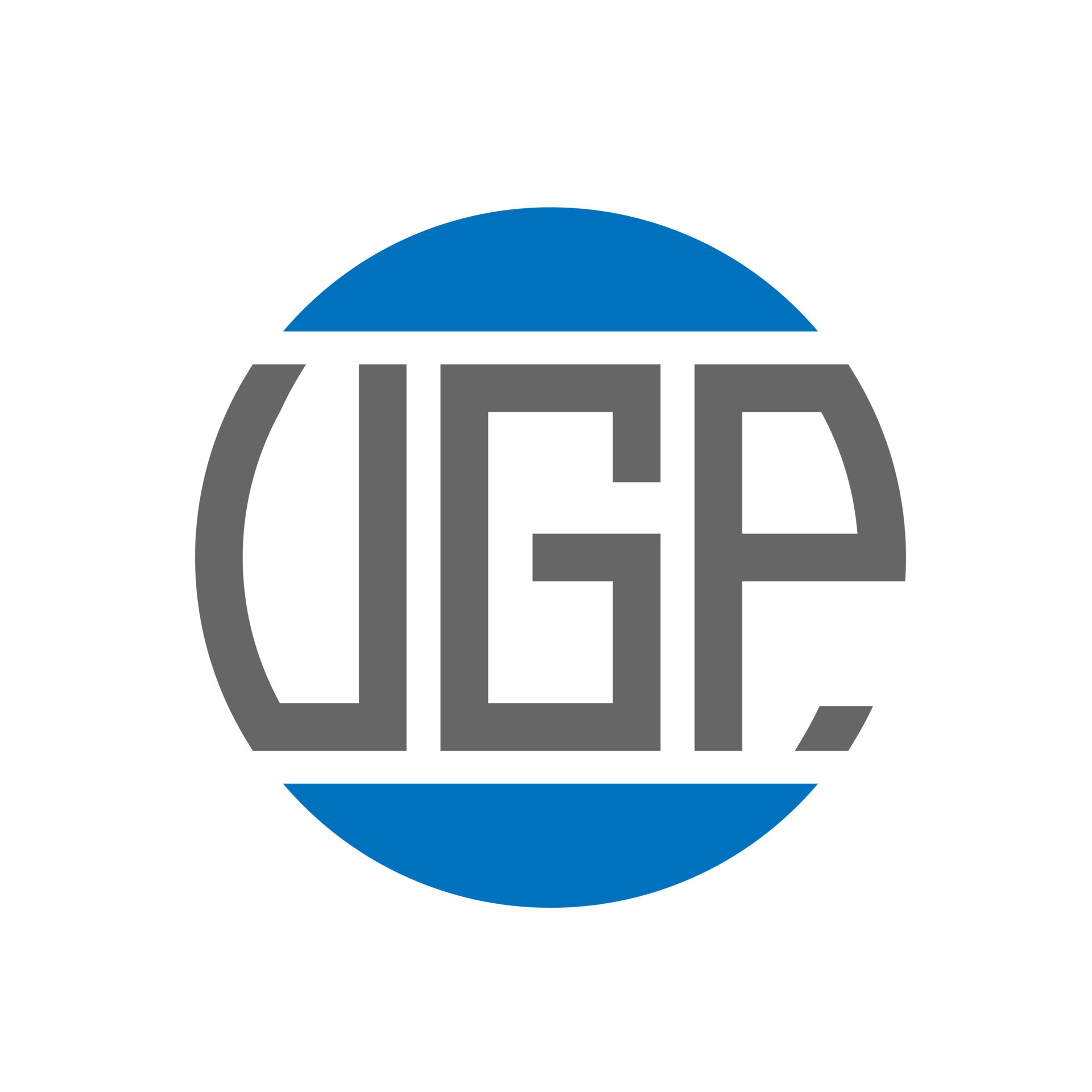 diseño de logotipo de letra ugp sobre fondo blanco. concepto de logotipo de círculo de iniciales ...