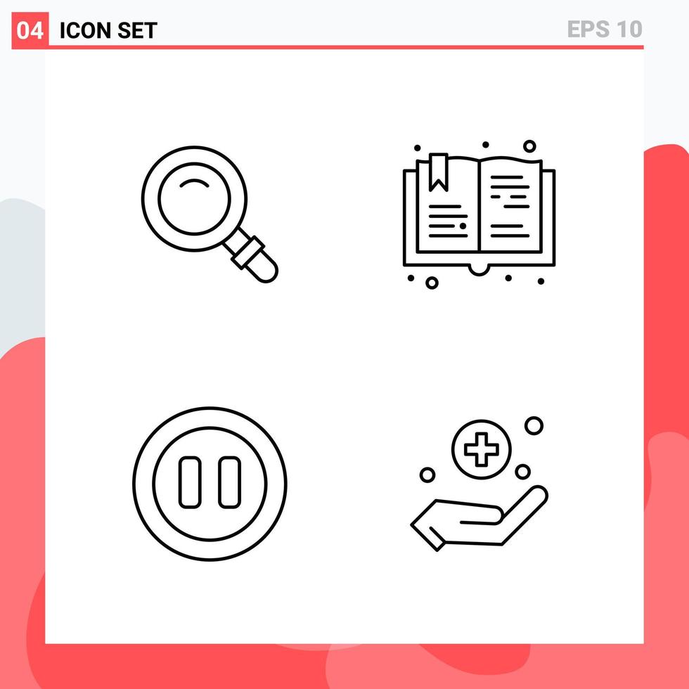 Collection Of 4 Vector Icons In Line Style Modern Outline Symbols For Web And Mobile Line Icon