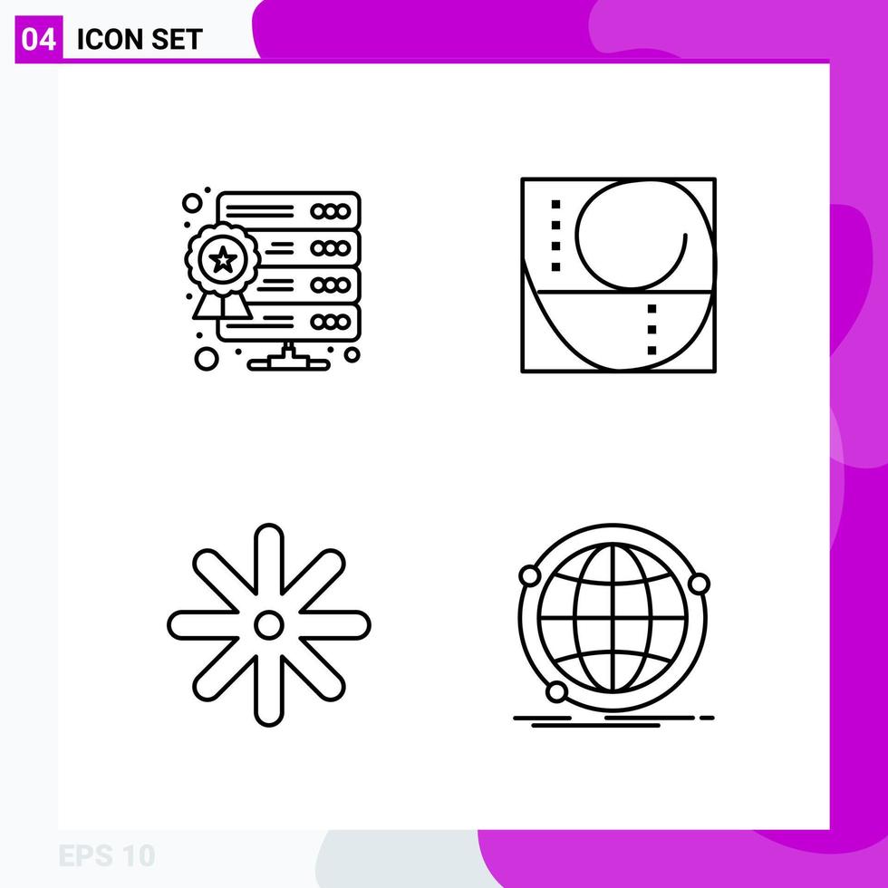 Line Icon set Pack of 4 Outline Icons isolated on White Background for ...