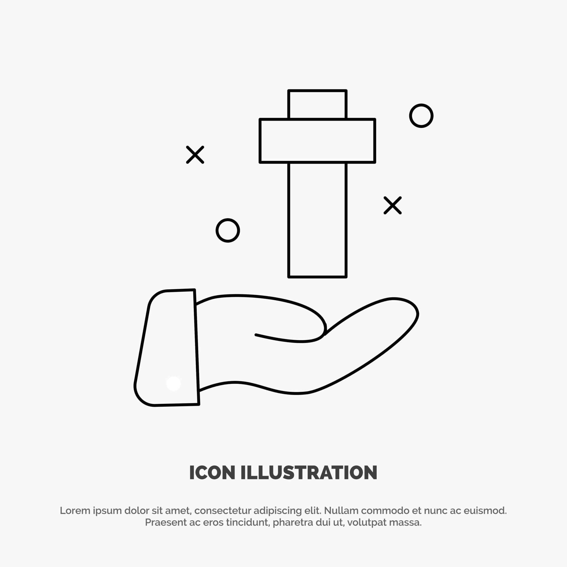 Hand Celebration Christian Cross Easter Line Icon Vector 15614283 Vector Art At Vecteezy