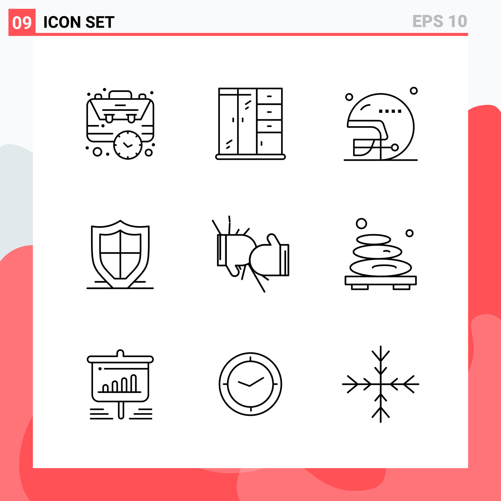 Collection Of 9 Vector Icons In Line Style Modern Outline Symbols For Web And Mobile Line Icon