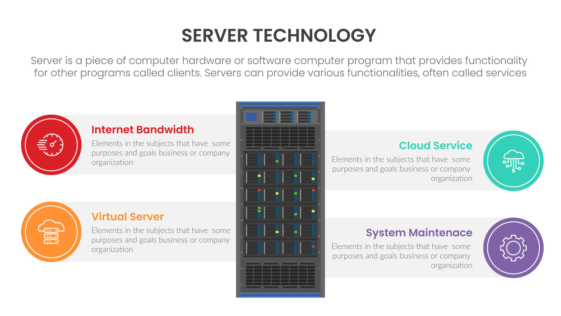 Server Database Infographic Concept For Slide Presentation With 4 Point List 15616030 Vector Art