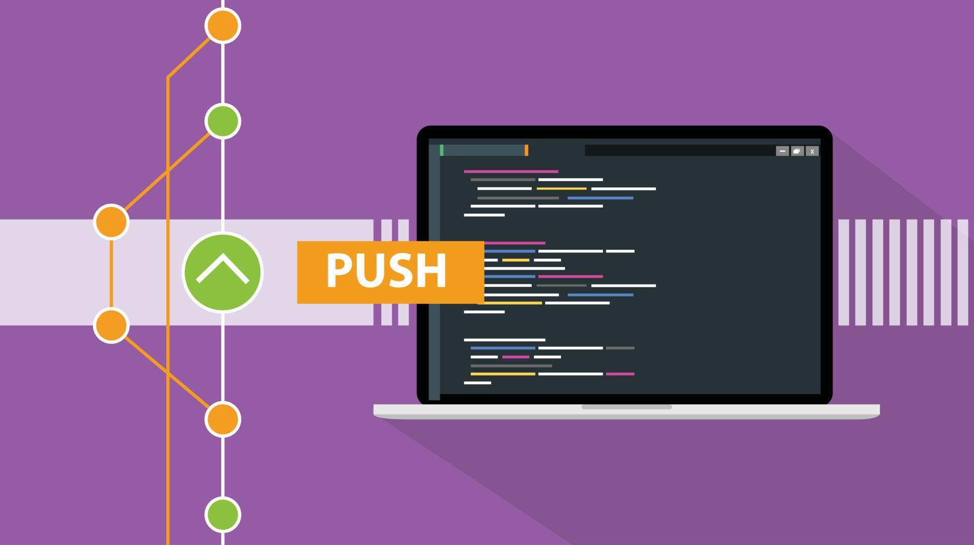 git push command programming technology code repository online cloud ...