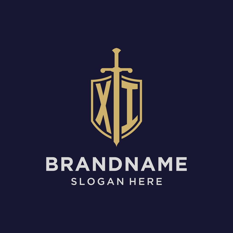 XI logo initial monogram with shield and sword design 15616263 Vector Art at Vecteezy