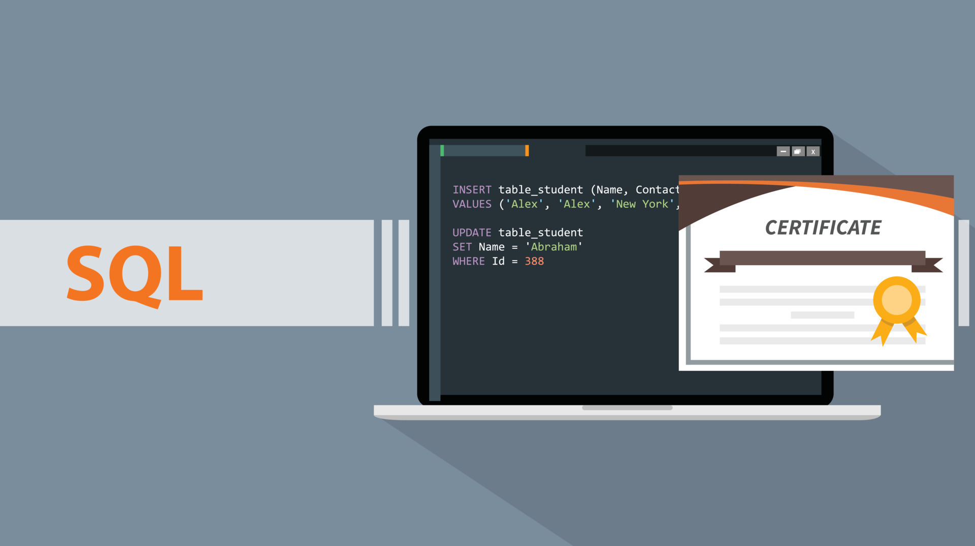 sql structured query languages programming online learning certification school vector graphic ...