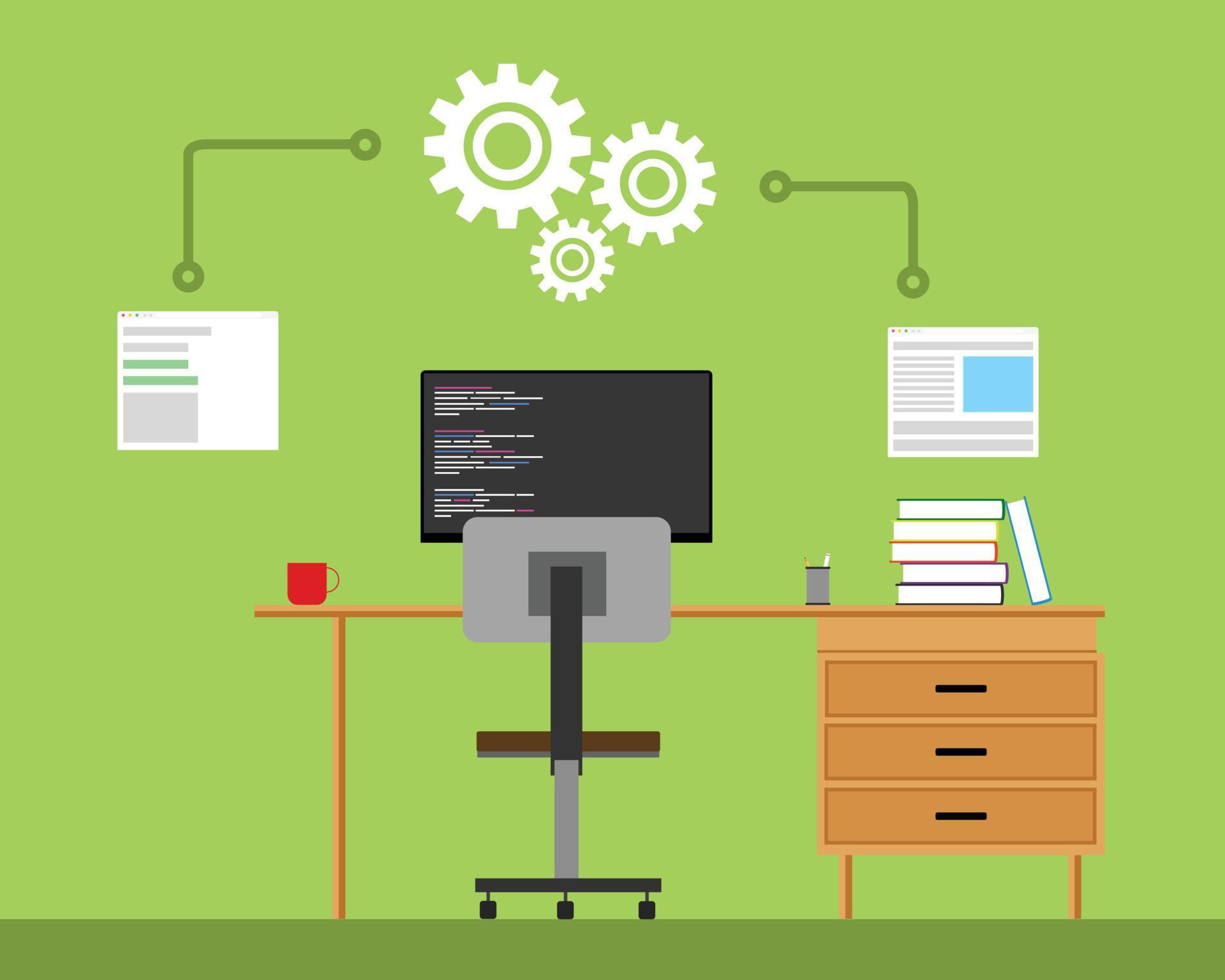 software engineering development workspace 15616739 Vector Art at Vecteezy