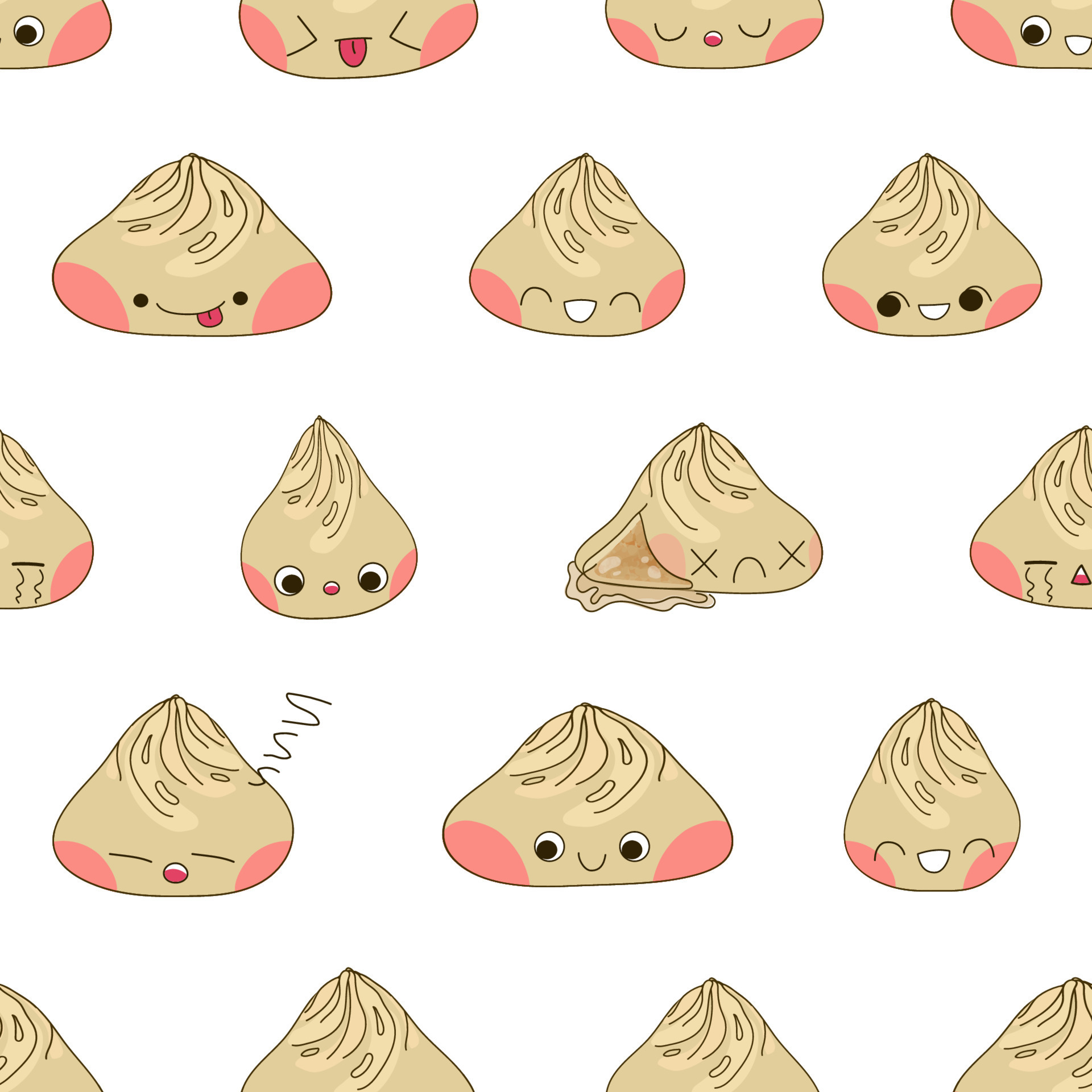 Xiao Long Bao Seamless Pattern With Characters Vector Illustration 15617967 Vector Art At Vecteezy