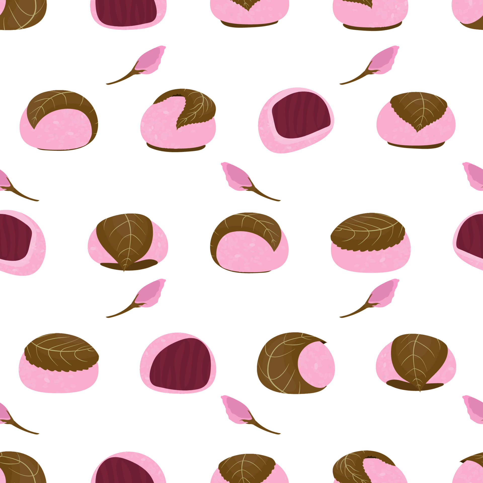 Seamless Pattern With Sakura Mochi Kansai Style Vector Illustration 15617979 Vector Art At Vecteezy