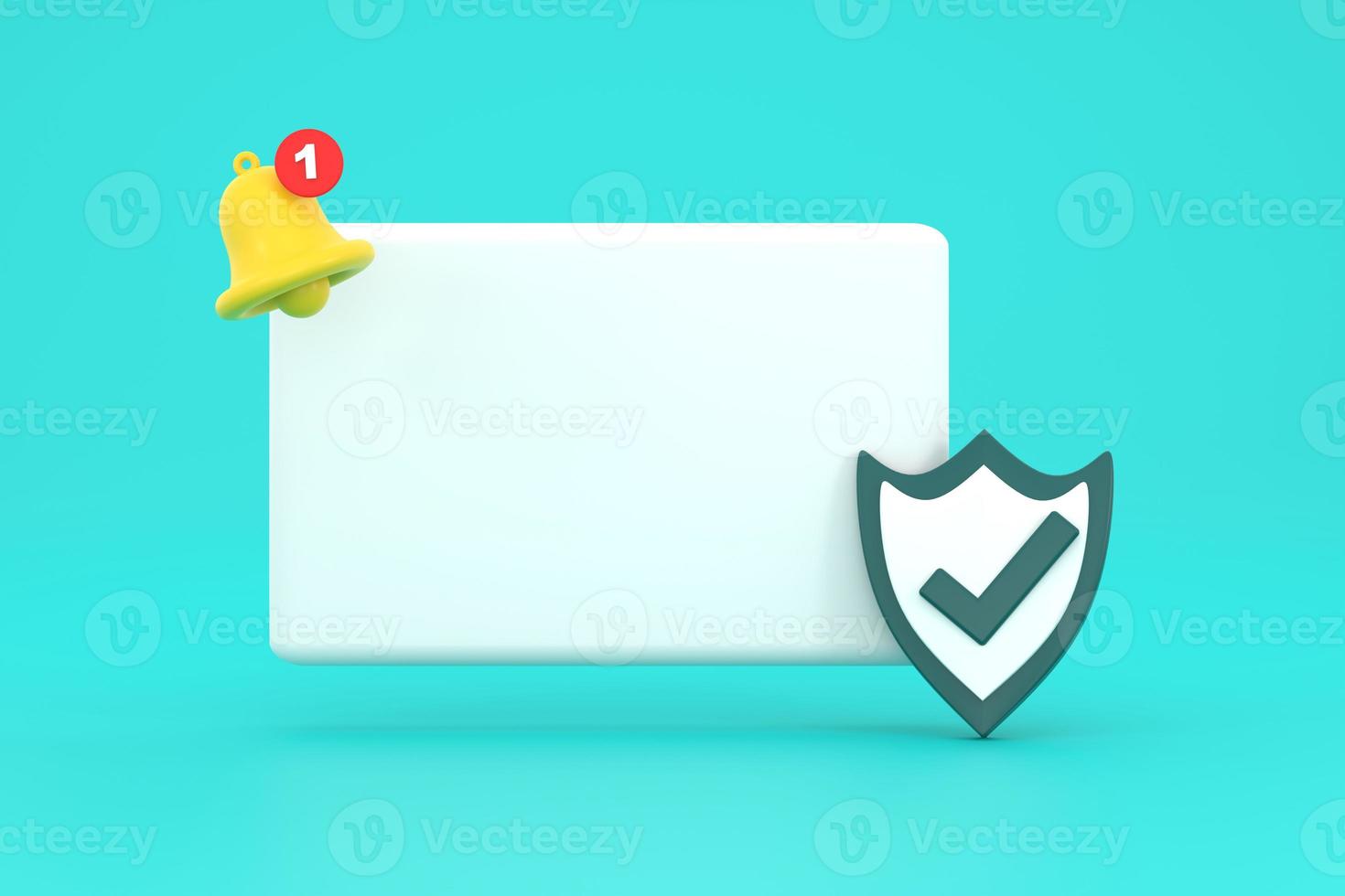 Empty reminder pop up, notification bell icon with shield check mark ... Empty reminder pop up, notification bell icon with shield check mark ...