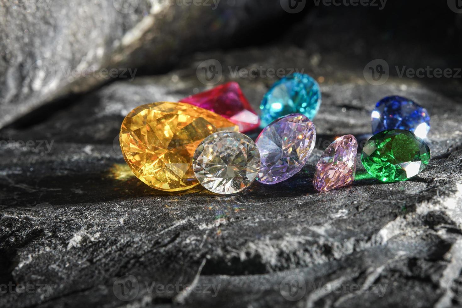 Natural Sapphire gemstone Jewel or gems on black shine color Collection of many different natural gemstones amethyst 15620214 Stock Photo at Vecteezy