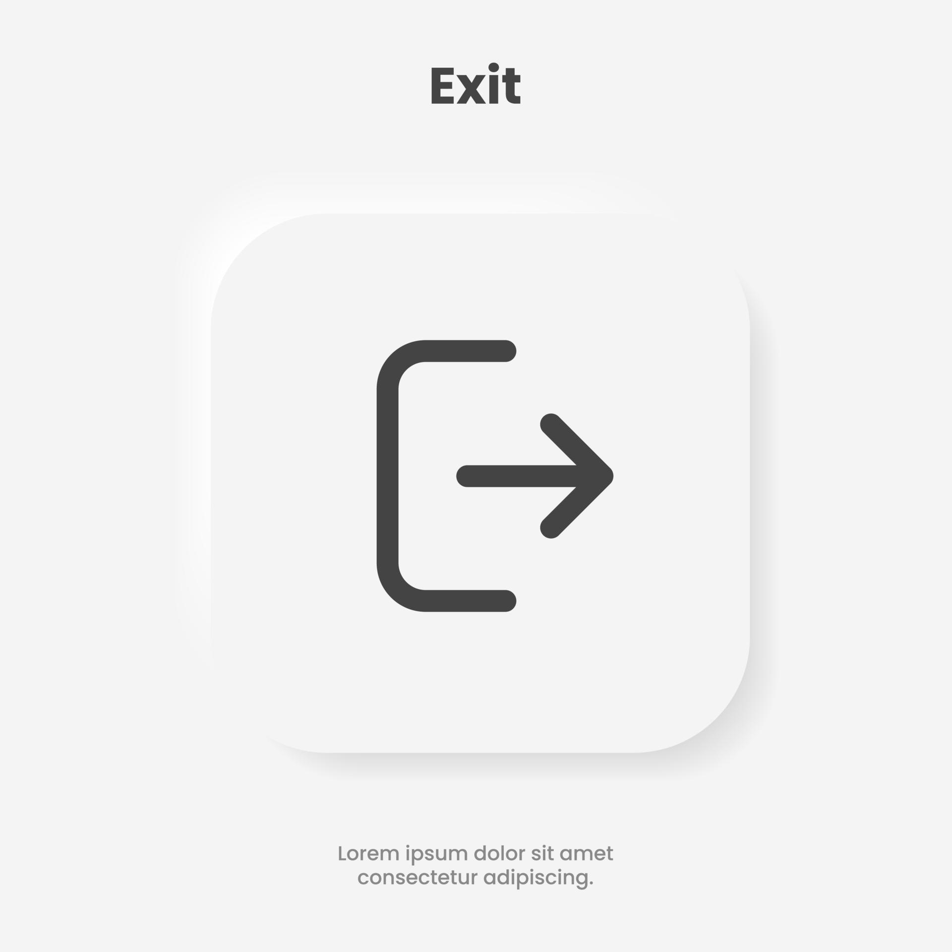 Logout icon, exit icon vector, sign out symbol. Emergency fire exit door icon. Arrow symbol for ...