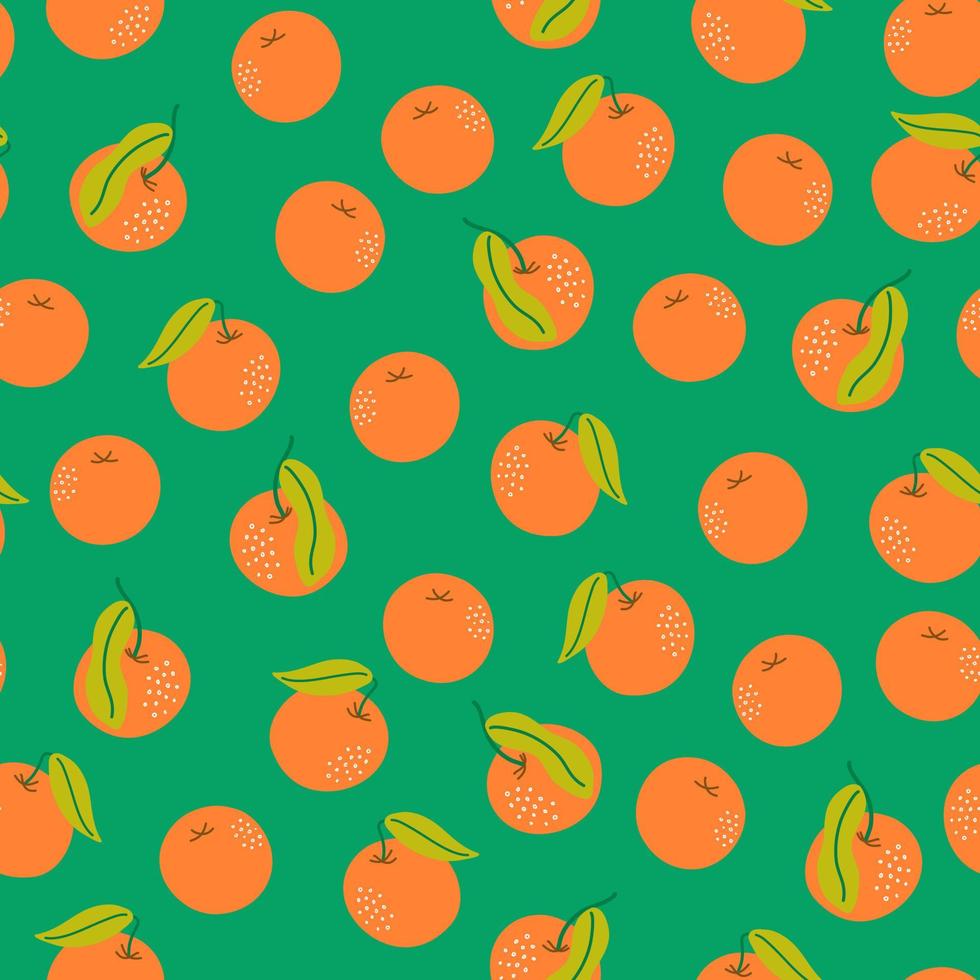 Vector seamless pattern with tangerines. Exotic citrus fruits. Abstract ...
