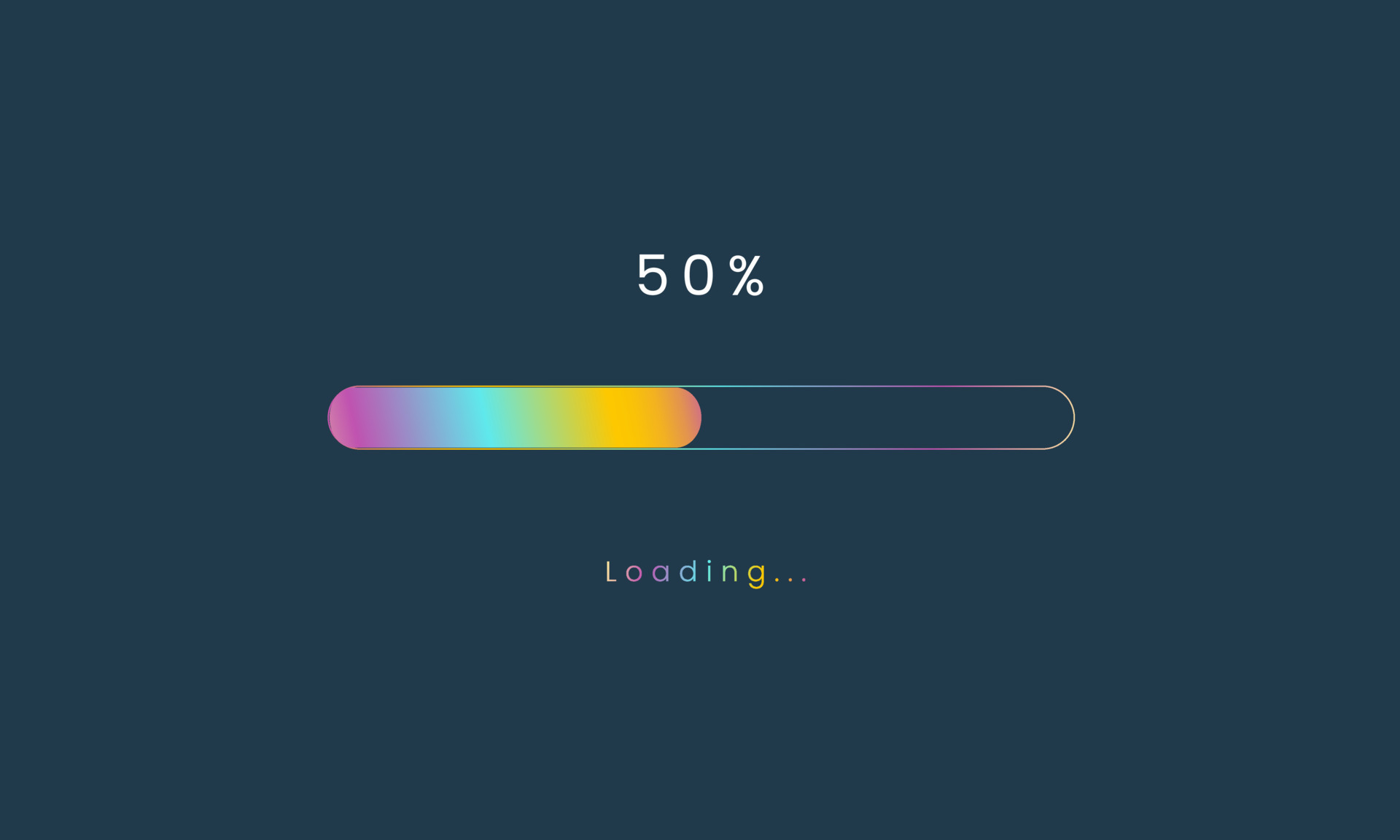 50 percent rainbow loading bar, luplouad user interface, colorful Futuristic loading symbol, a ...