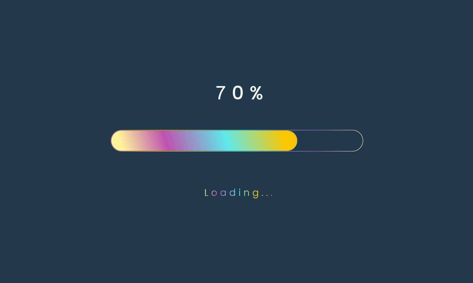 70 percent rainbow loading bar, luplouad user interface, colorful Futuristic loading symbol, a ...