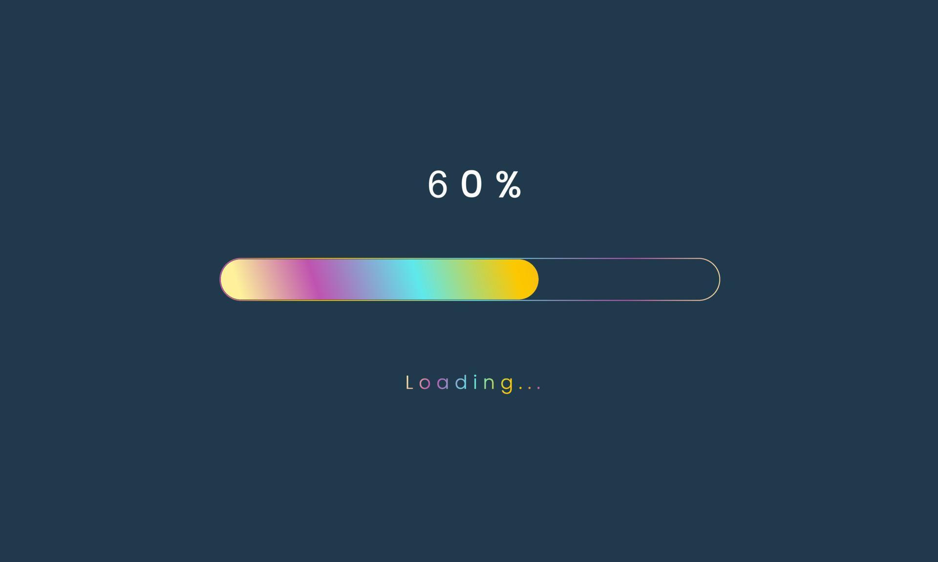 60 percent rainbow loading bar, luplouad user interface, colorful Futuristic loading symbol, a ...