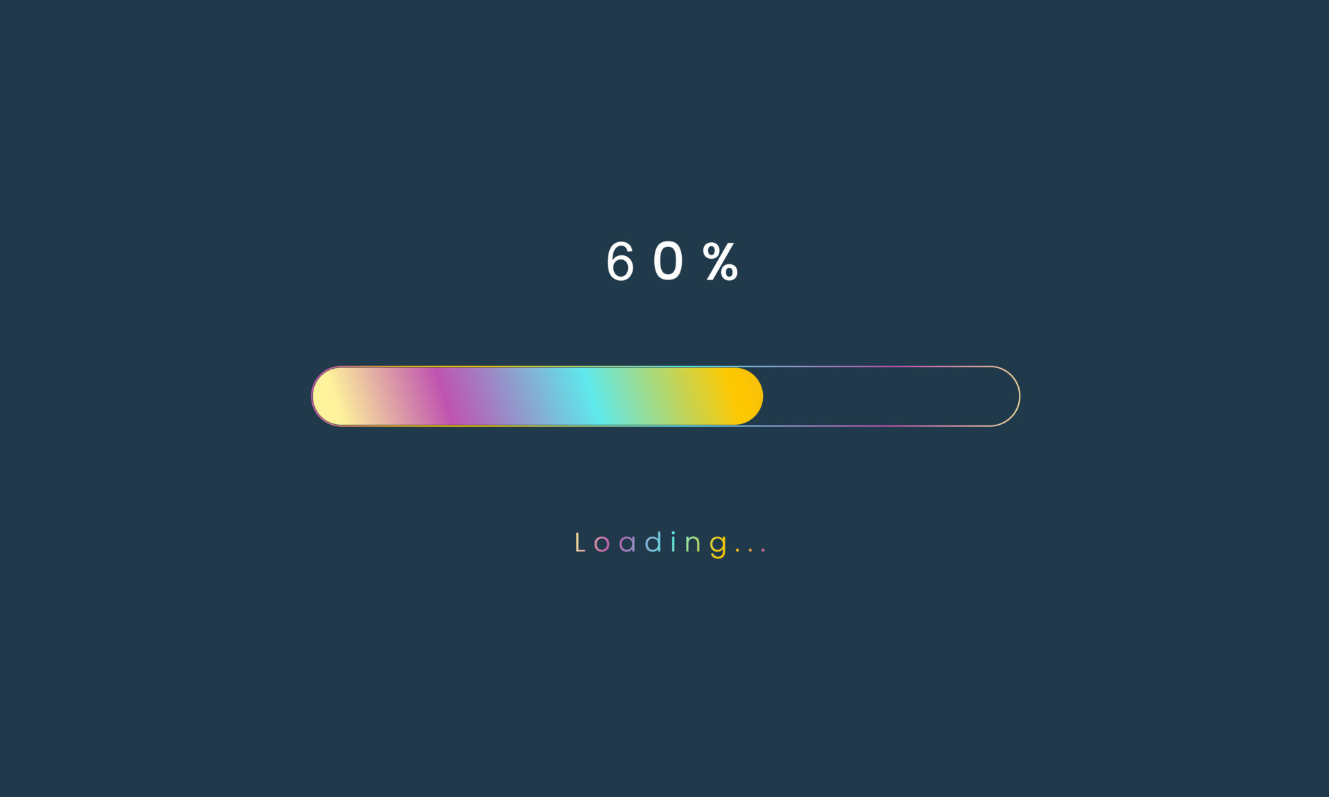 60 percent rainbow loading bar, luplouad user interface, colorful Futuristic loading symbol, a ...