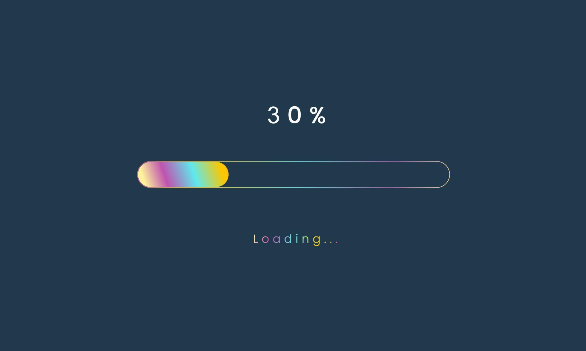 30 percent rainbow loading bar, luplouad user interface, colorful Futuristic loading symbol, a ...