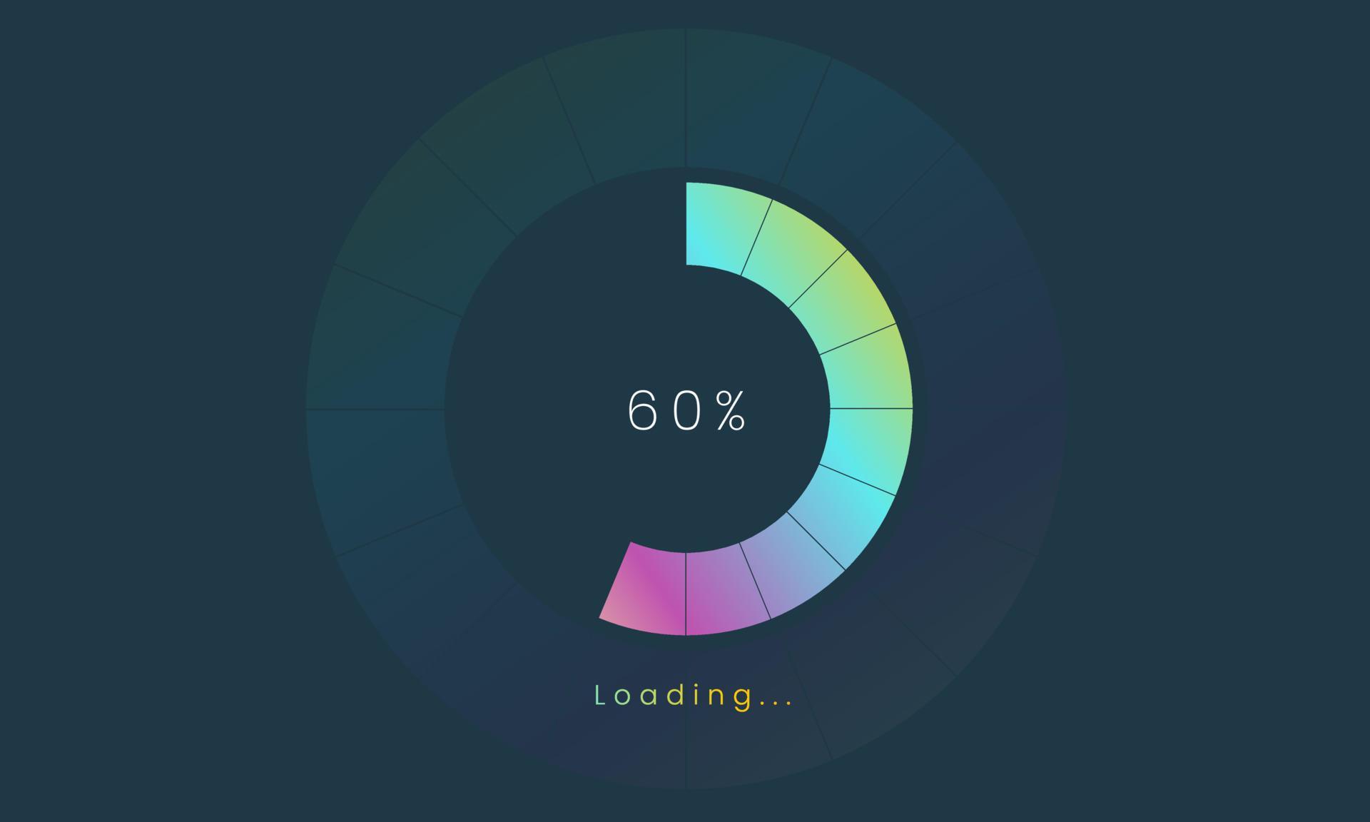 60 percent loading user interface, A Futuristic loading icon, colorful loading tap menu UI, use ...