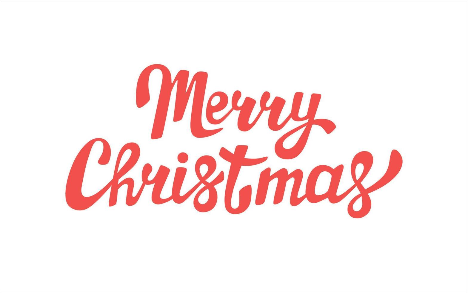 Merry Christmas Hand Drawn Lettering Calligraphy Isolated On White
