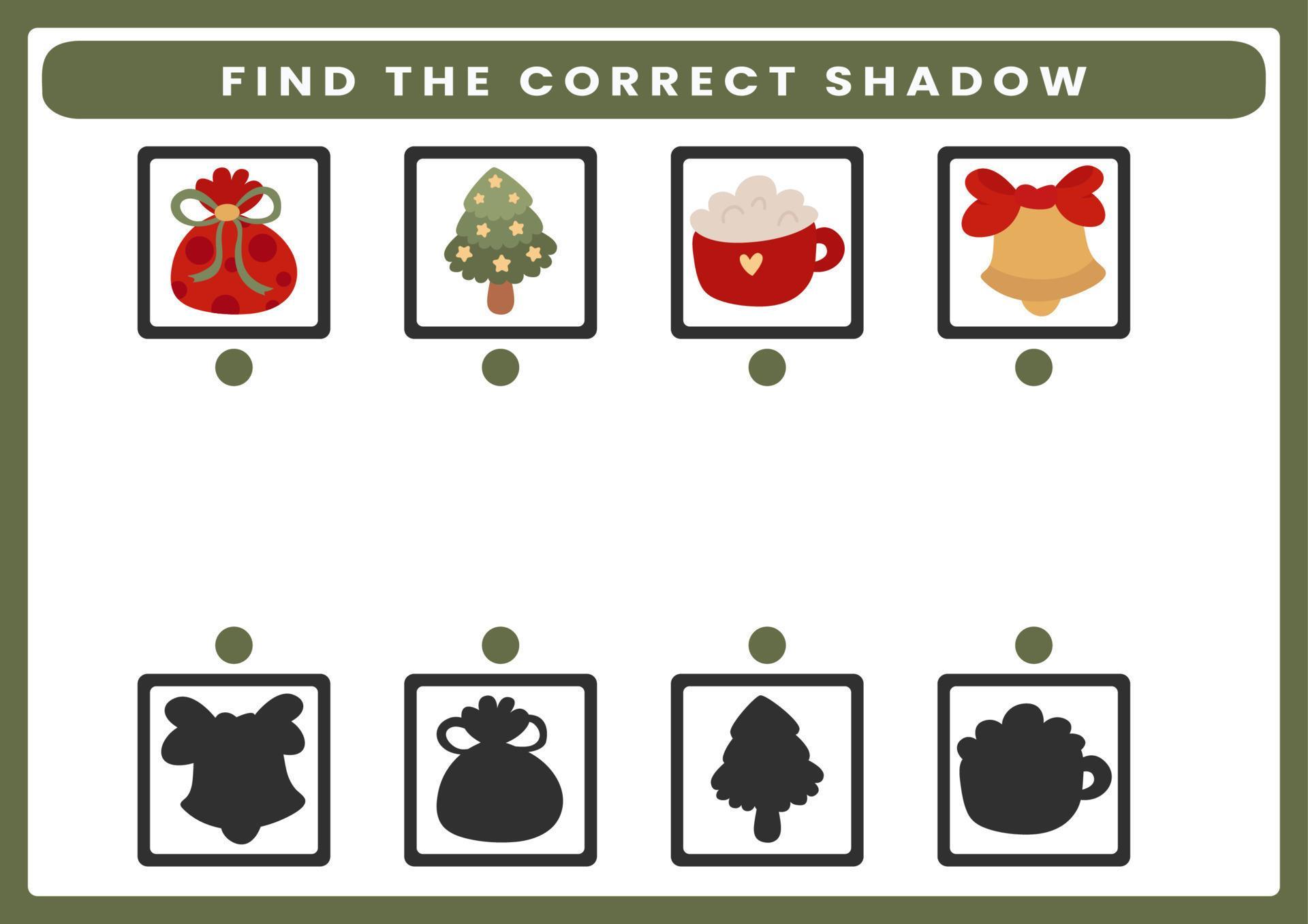 Christmas shadow matching activity for children 15632974 Vector Art at ...
