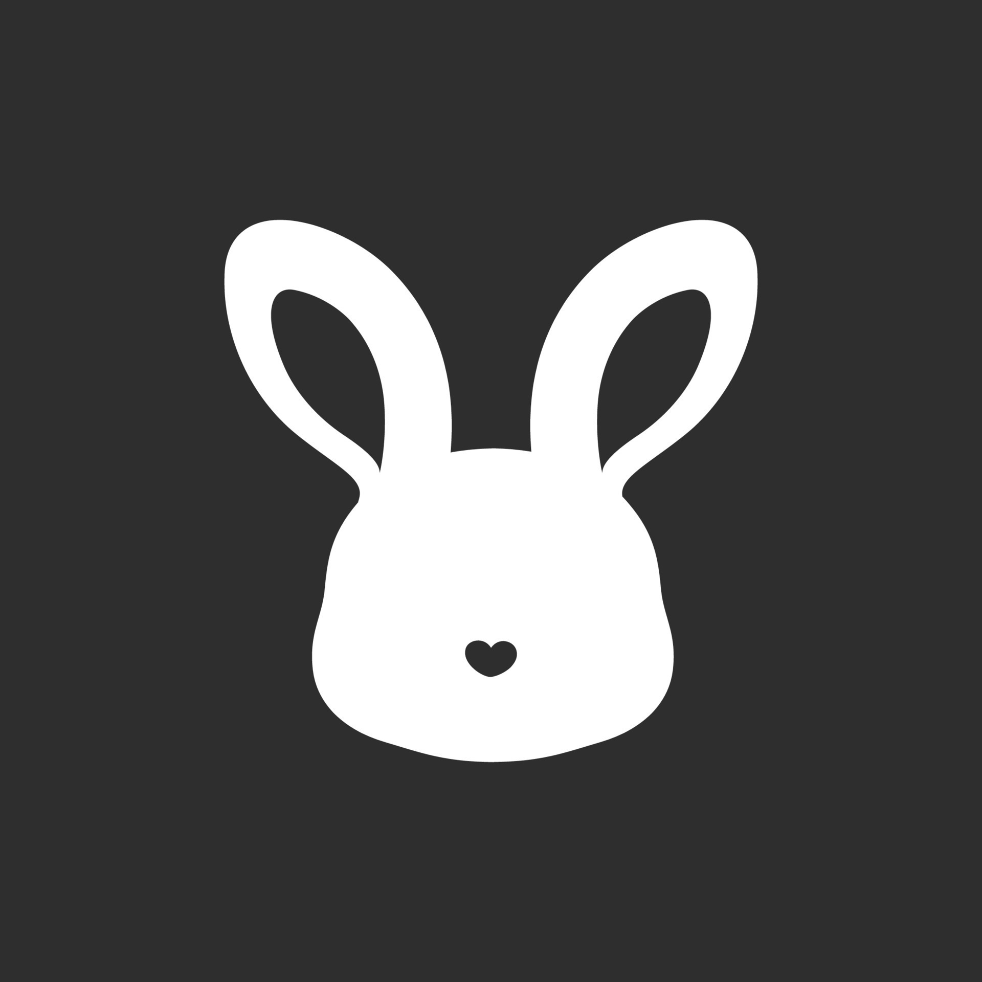 Cute Abstract White Rabbit Head With Heart Shaped Nose Logo Icon Silhouette 15633137 Vector Art