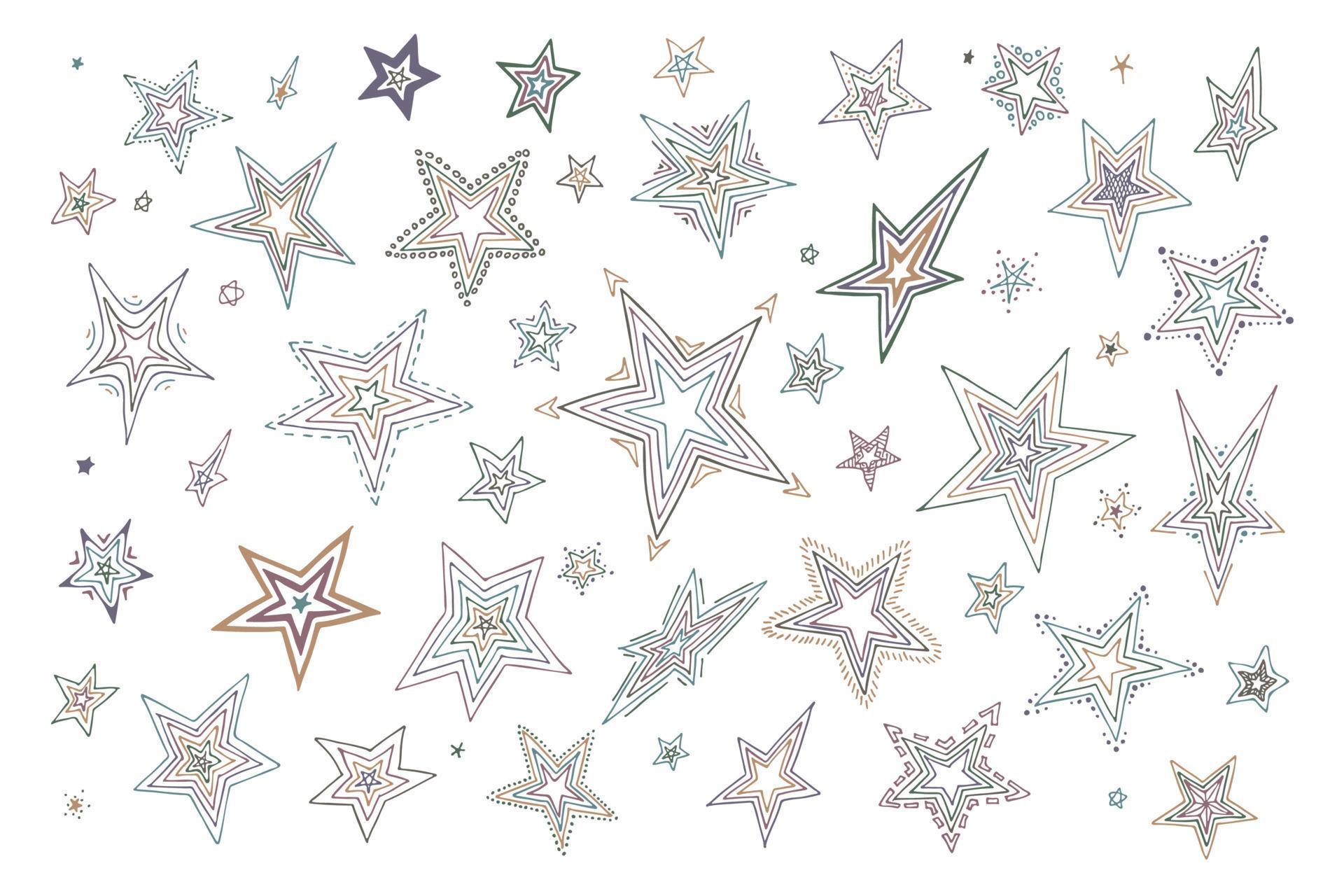 Vector Hand Drawn Star Clipart Doodle Set For Print Web Greeting