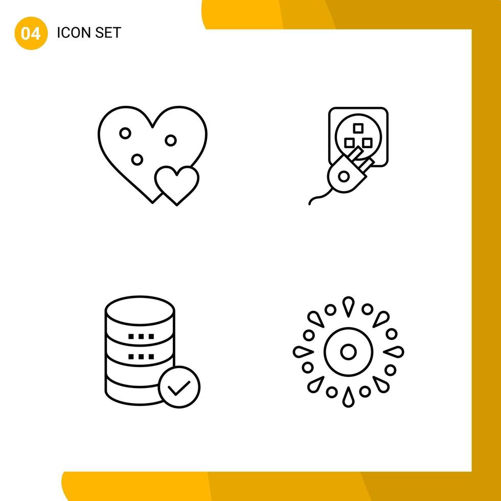 4 Icon Set Line Style Icon Pack Outline Symbols isolated on White ...