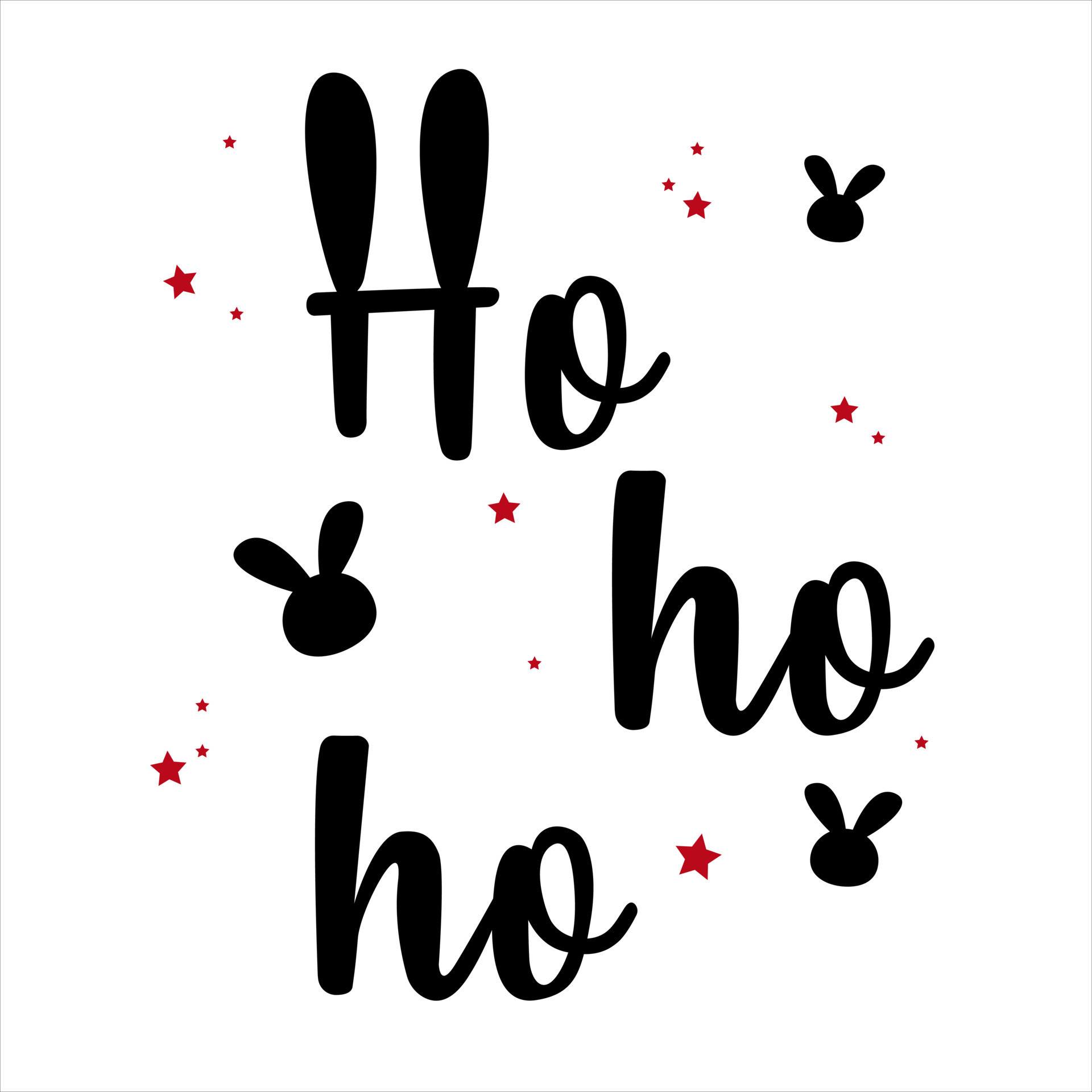 Ho Ho Ho Text With Bunny Ears Design Element For Poster Banner Card ho-ho-ho-text-with-bunny-ears-design-element-for-poster-banner-card