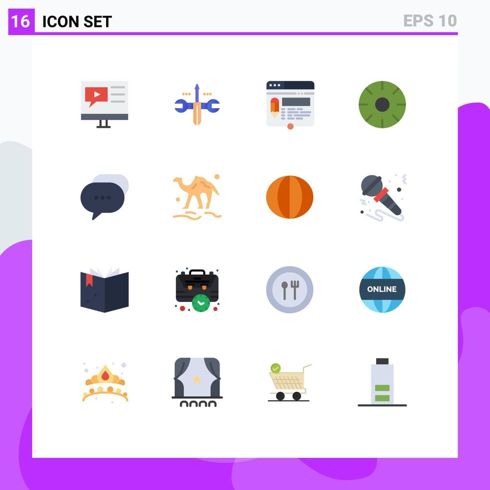 Flat Color Pack of 16 Universal Symbols of fruits fresh toolings food ... Flat Color Pack of 16 Universal Symbols of fruits fresh toolings food ...